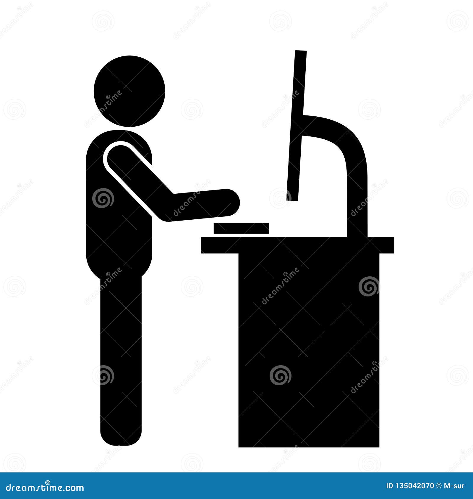 Man is Working on the Computer and Pc, Standing Position and Posture of ...