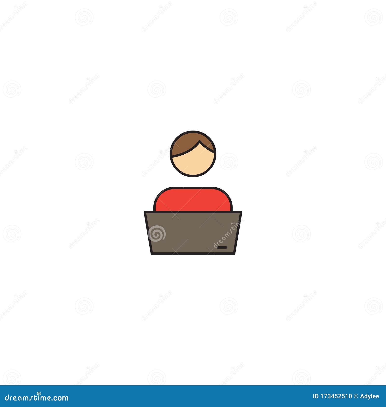 Man Working on Computer Vector Icon Symbol Isolated on White Background ...