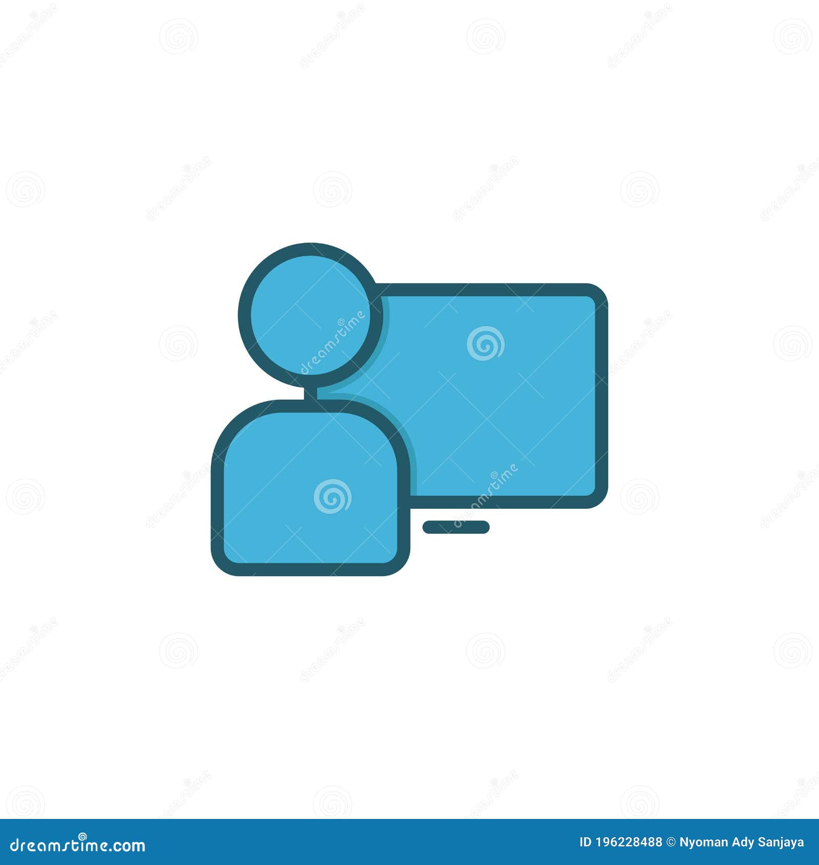 Man Working on Computer Vector Icon Symbol Working Isolated on White ...