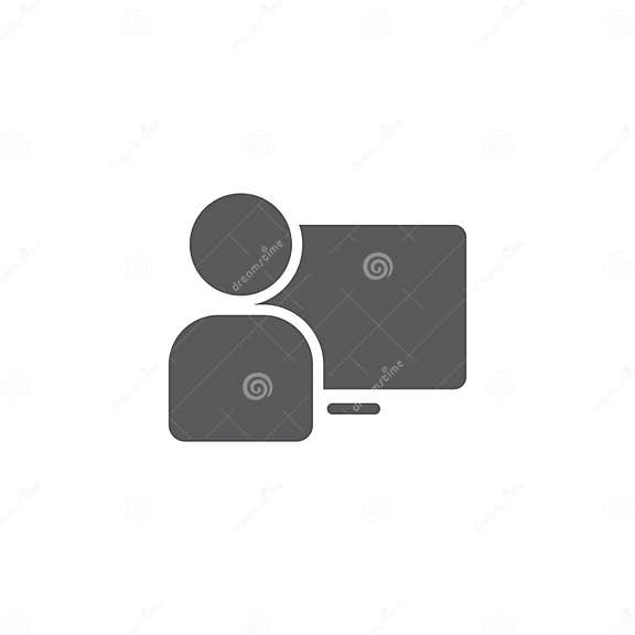 Man Working on Computer Vector Icon Symbol Working Isolated on White ...