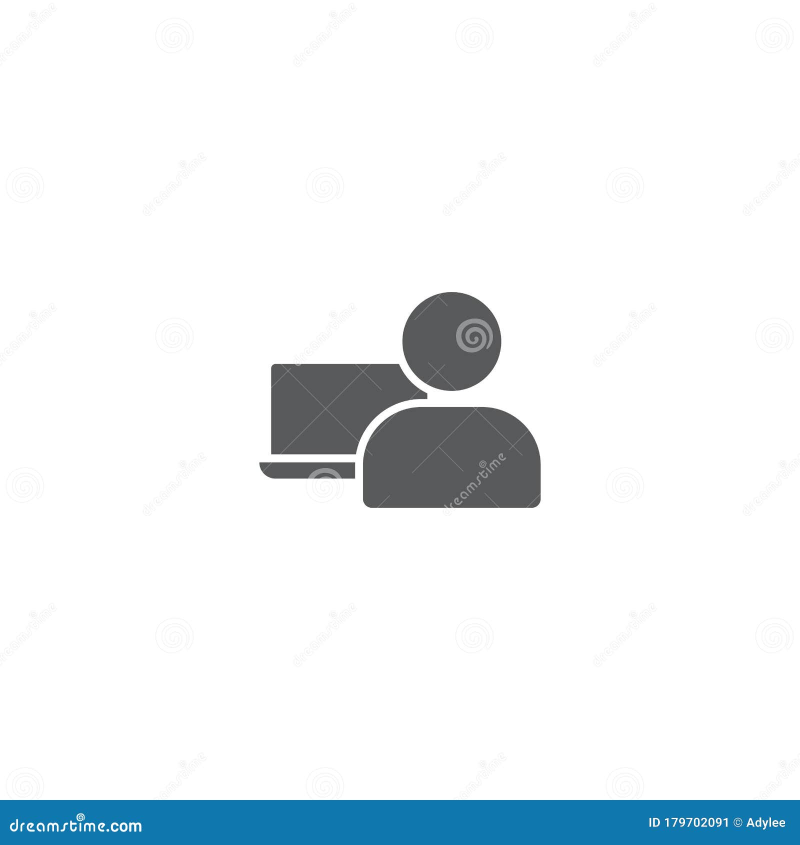 Man Working on Computer Vector Icon Symbol Working Isolated on White ...