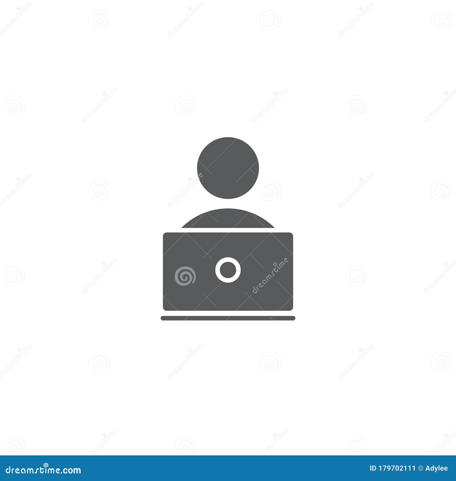 Man Working on Computer Vector Icon Symbol Working Isolated on White ...