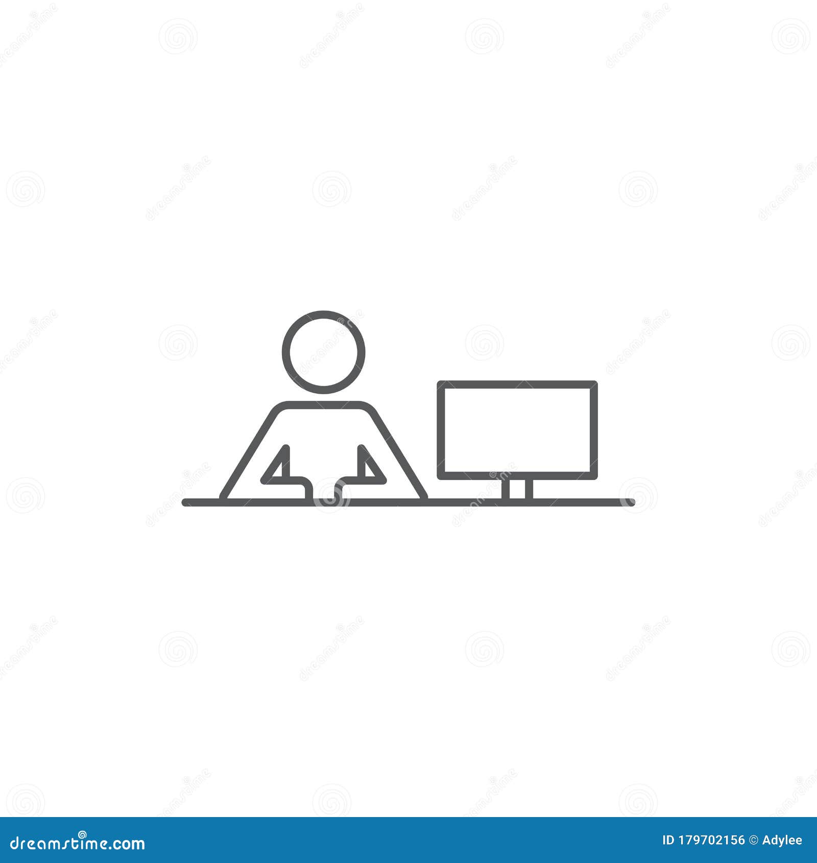 Man Working on Computer Vector Icon Symbol Working Isolated on White ...