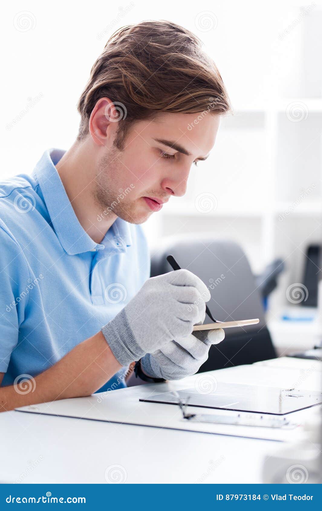 Man Working with Computers and Electronics. Stock Photo - Image of ...
