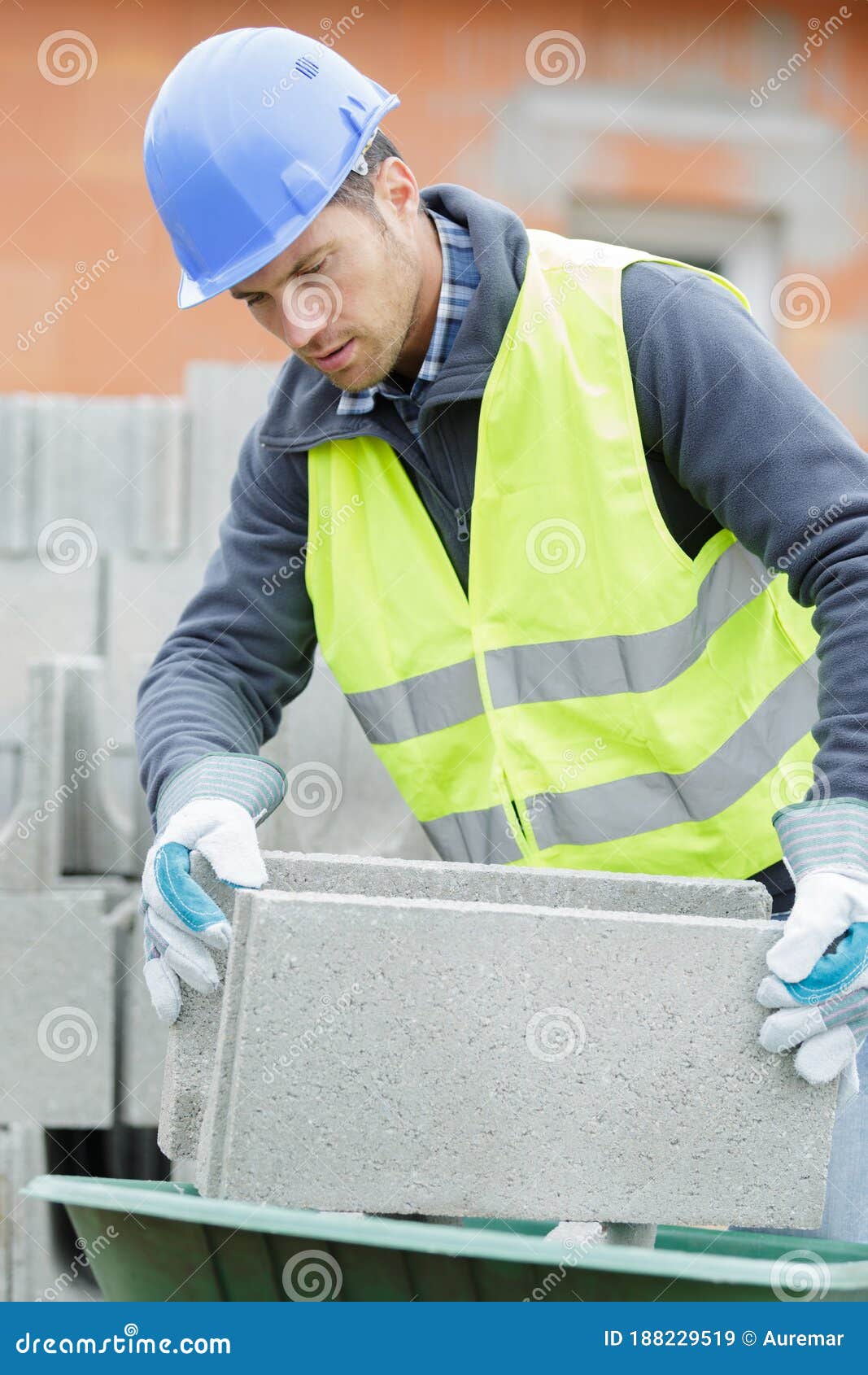 Man Working on Concrete Wall Stock Image - Image of mason, architecture ...