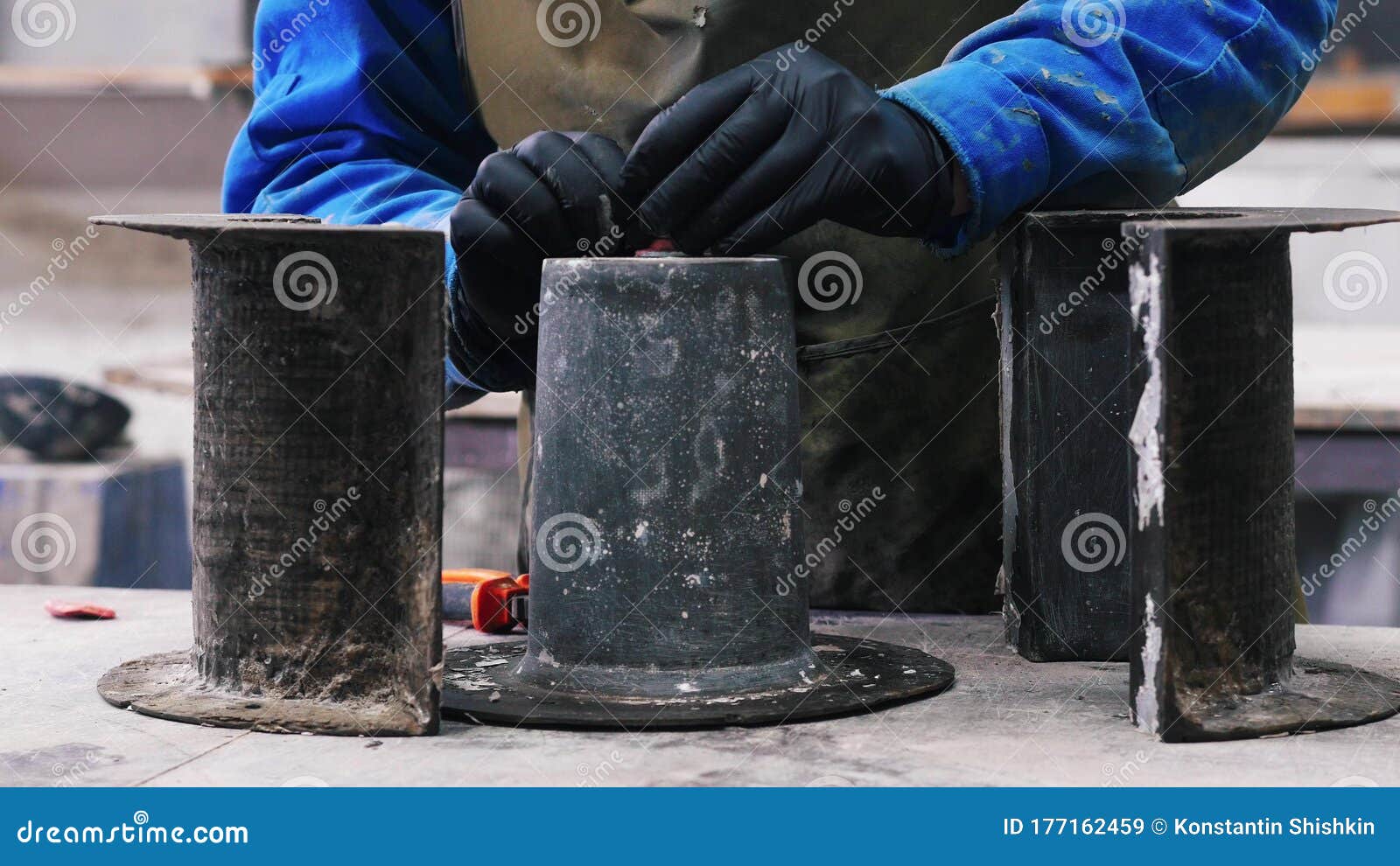 Man Working with a Concrete - Working with a Concrete Form Stock Image ...