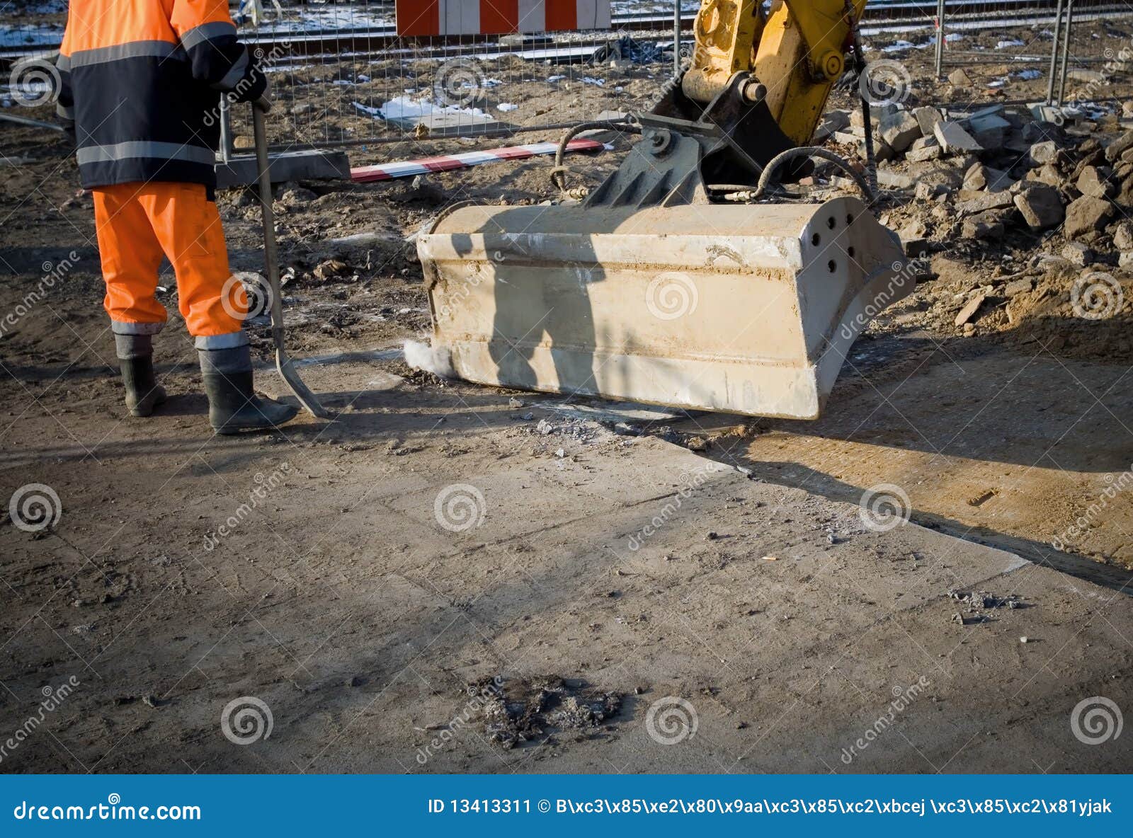 Man Working on Construction Site Stock Image - Image of landscaper ...