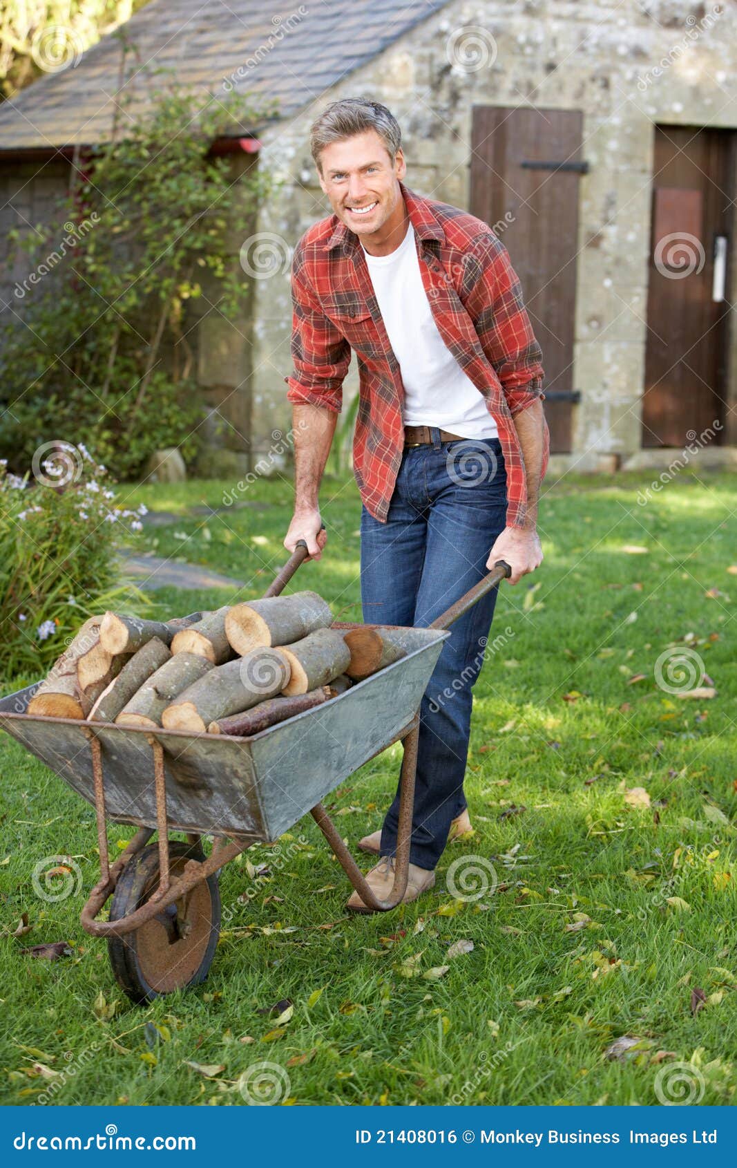 Man Working in Country Garden Stock Photo - Image of adult, leisure ...