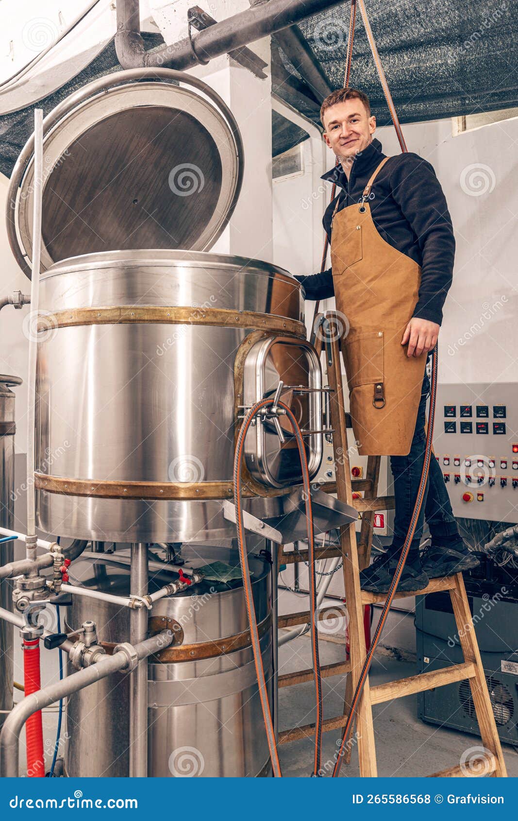 Man is Working at Craft Beer Factory Stock Photo - Image of brewery ...