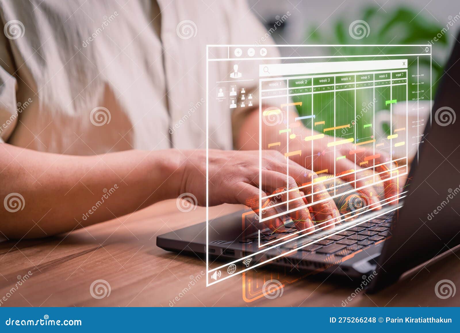 Man Working Data Analytics with Computer in Business Management System ...