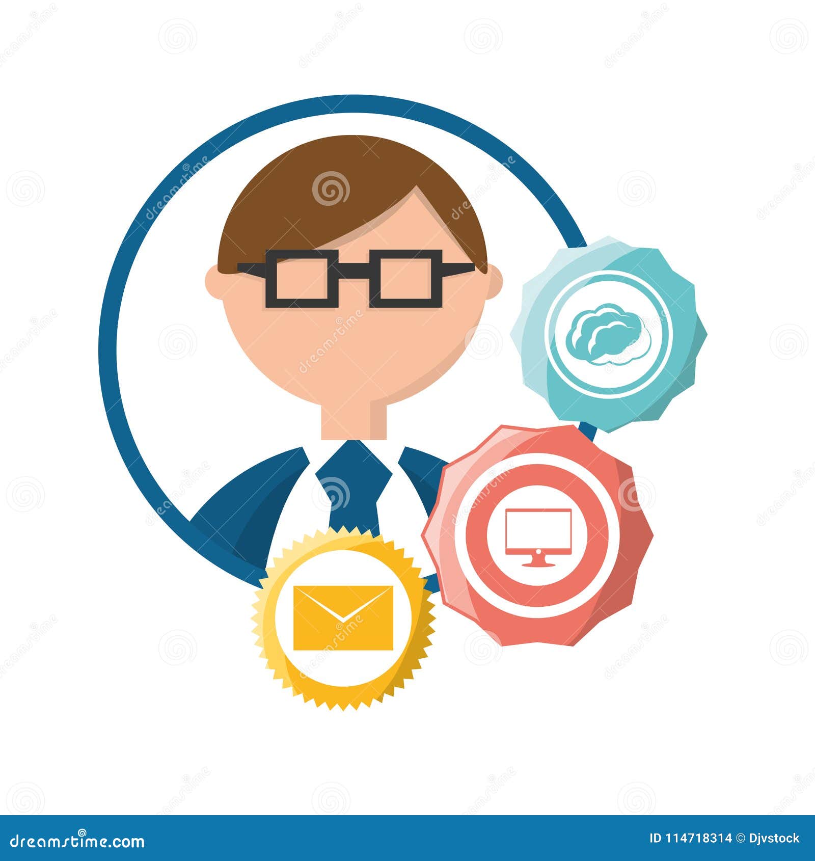 Man Working in Data Center Information Stock Vector - Illustration of ... Man Working in Data Center Information Stock Vector - Illustration of ...