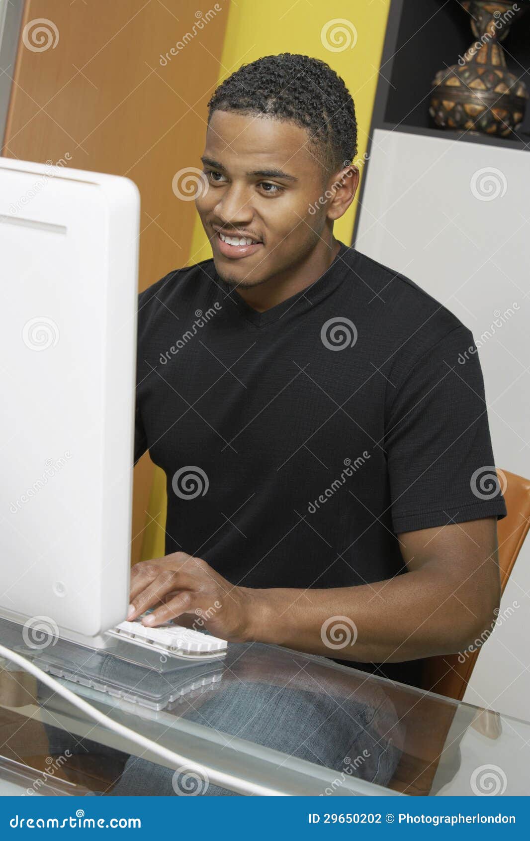 Man Working on Desktop PC stock photo. Image of connection - 29650202