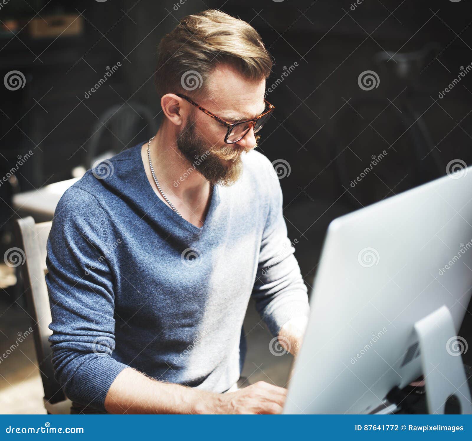 Man Working Determine Workspace Lifestyle Concept Stock Photo - Image ...