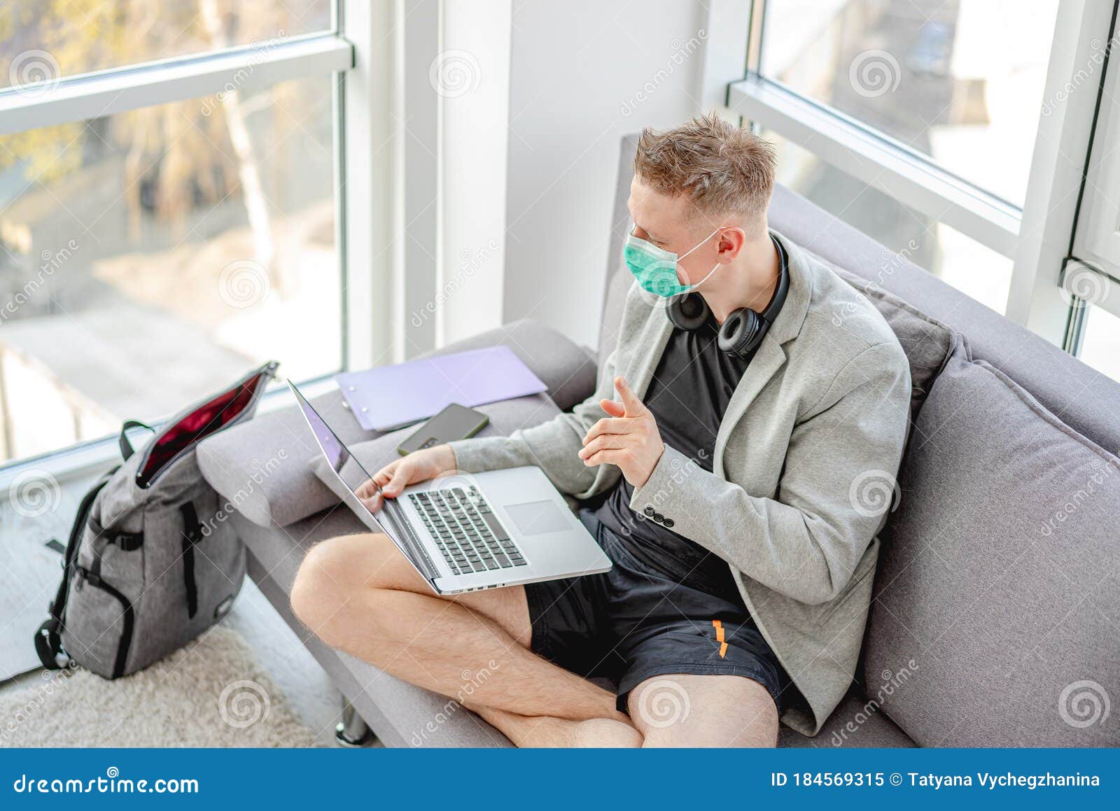 Man Working Distantly during Pandemic Stock Image - Image of business ...