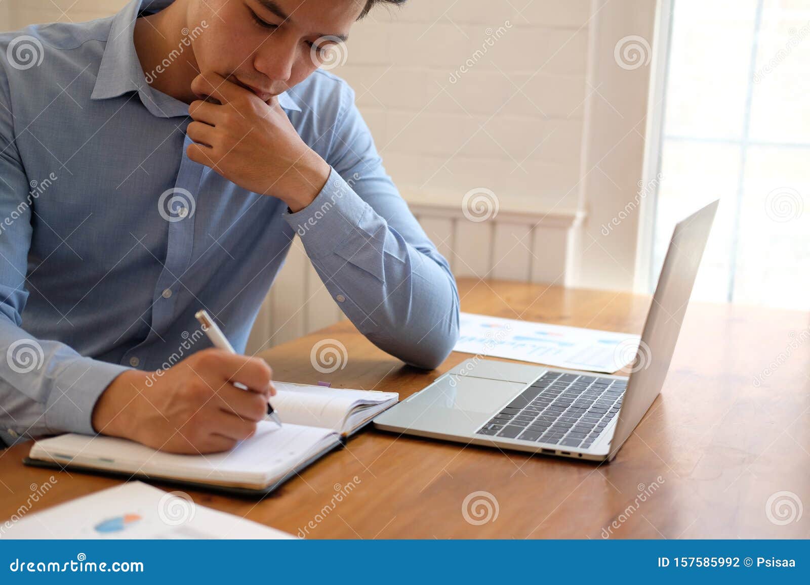Man Working with Document. Businessman Writing Organizing Plan Stock ...