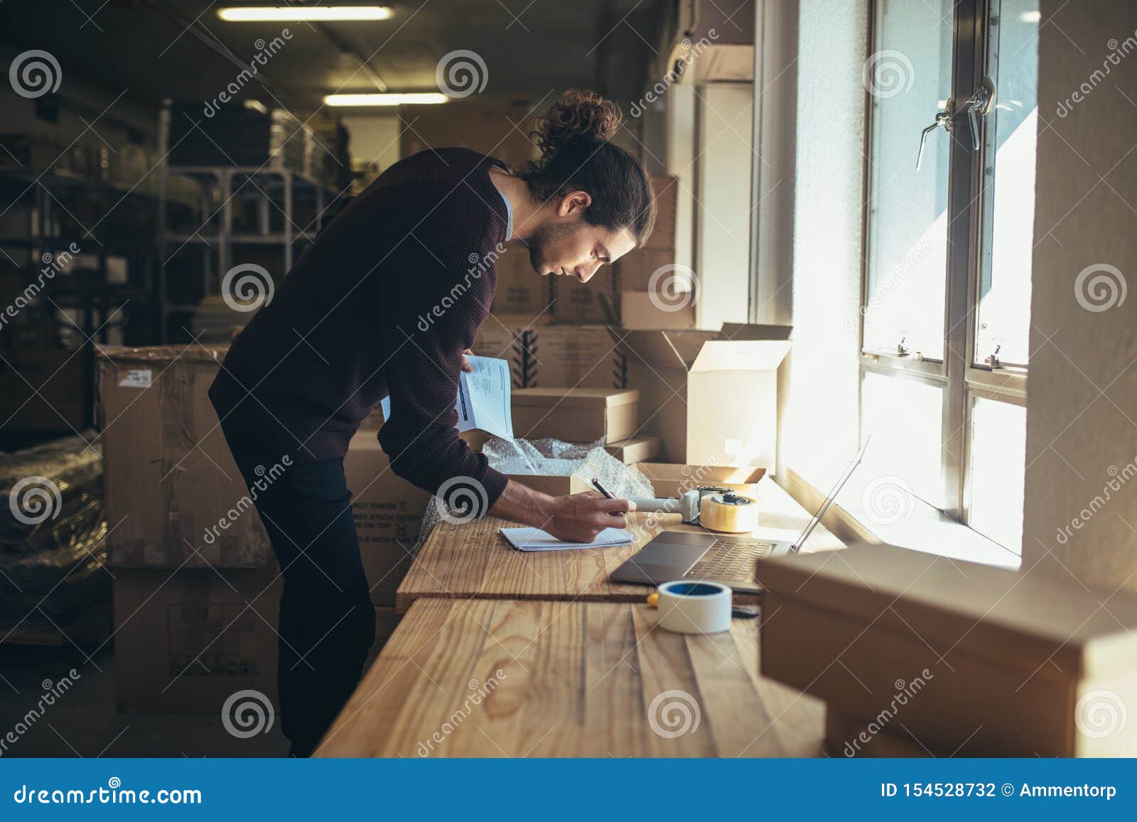 Man Working in Drop Shipping Office Stock Photo - Image of shipping ...