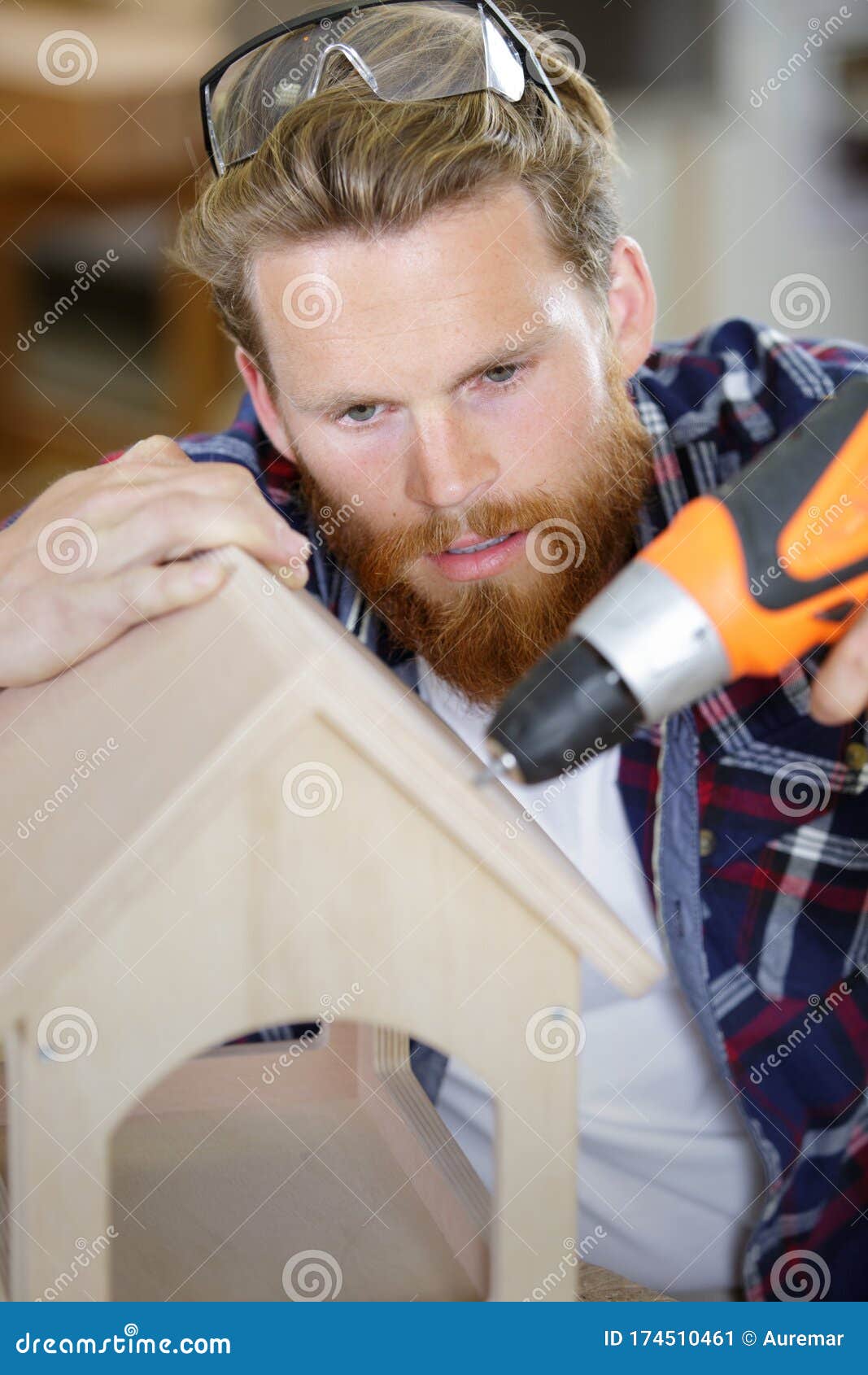 Man Working with Electric Screwdriver Stock Image - Image of building ...