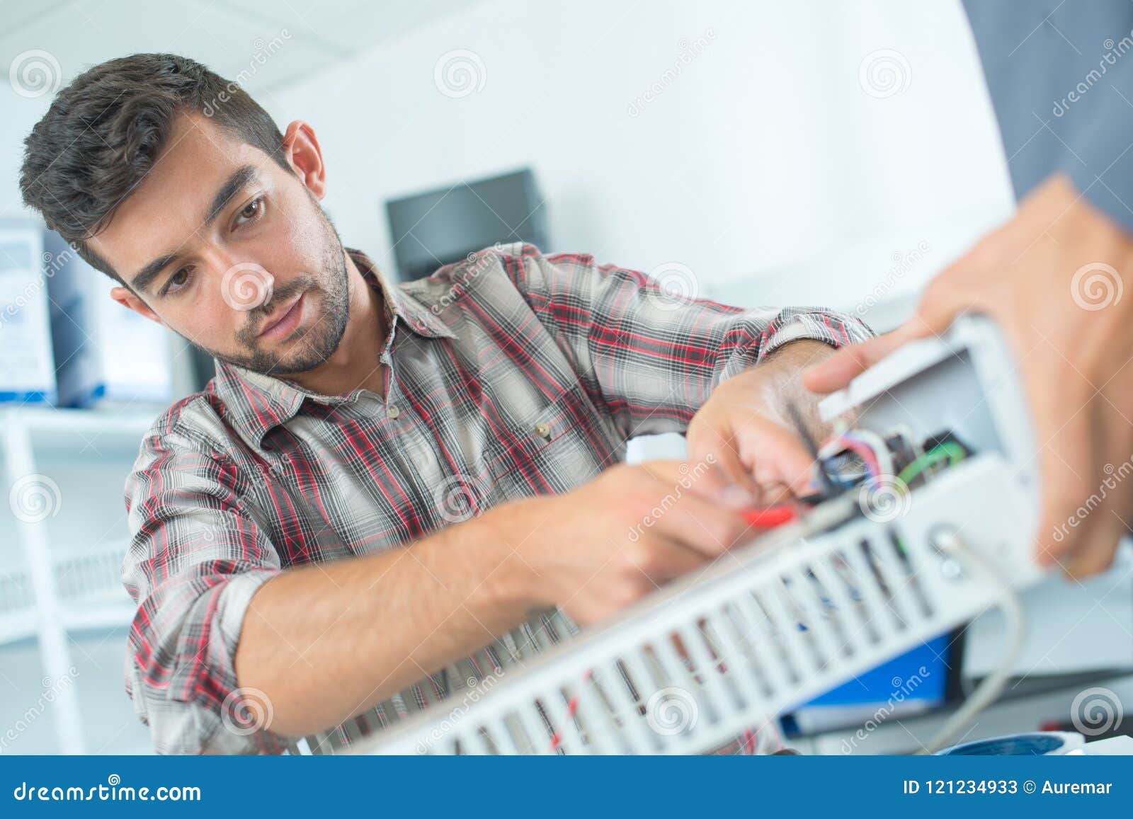 Man Working on Electrical Appliance Stock Image - Image of grill ...