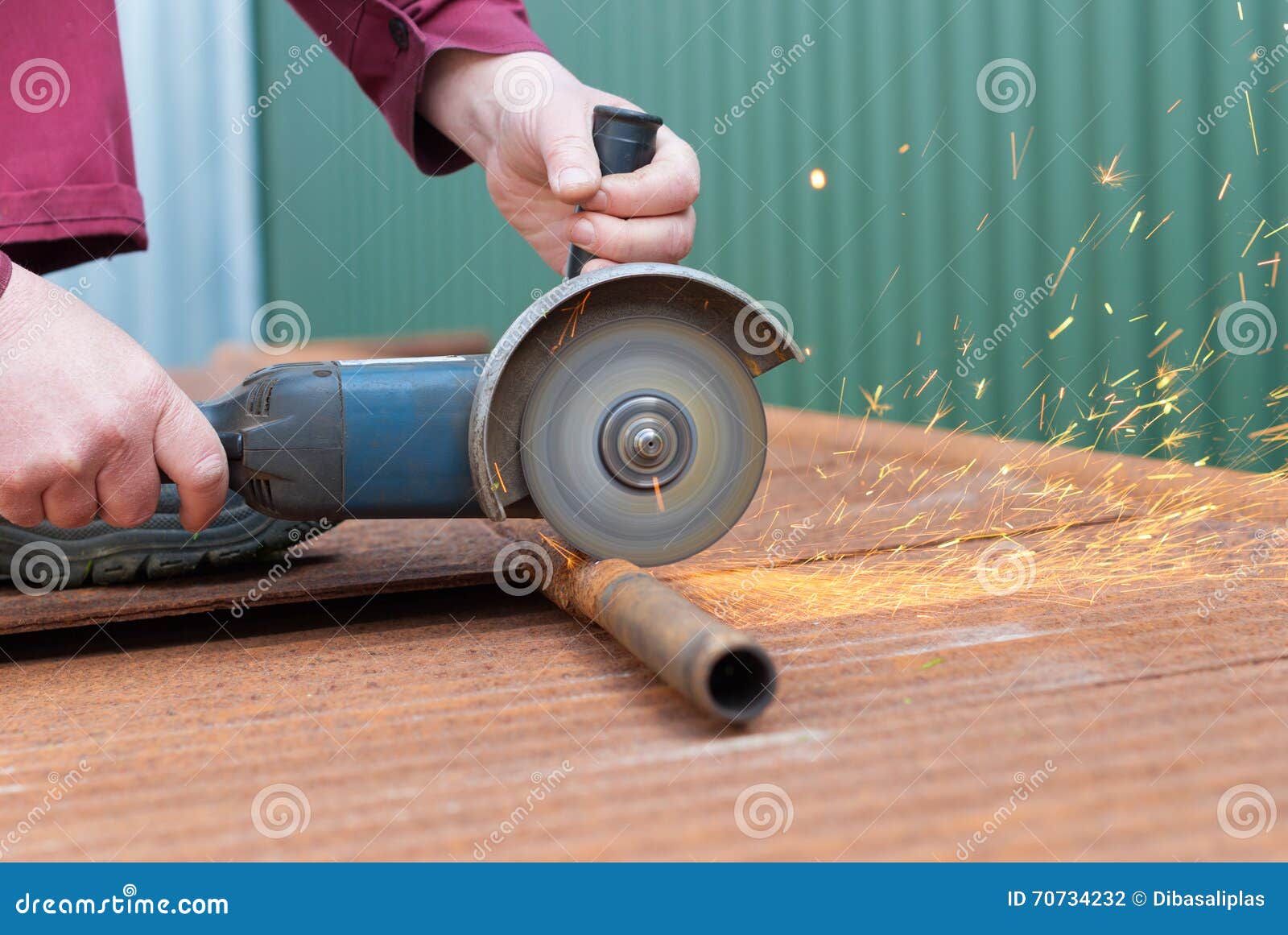 Man is Working with Electrical Cutting Machines. Stock Photo - Image of ...