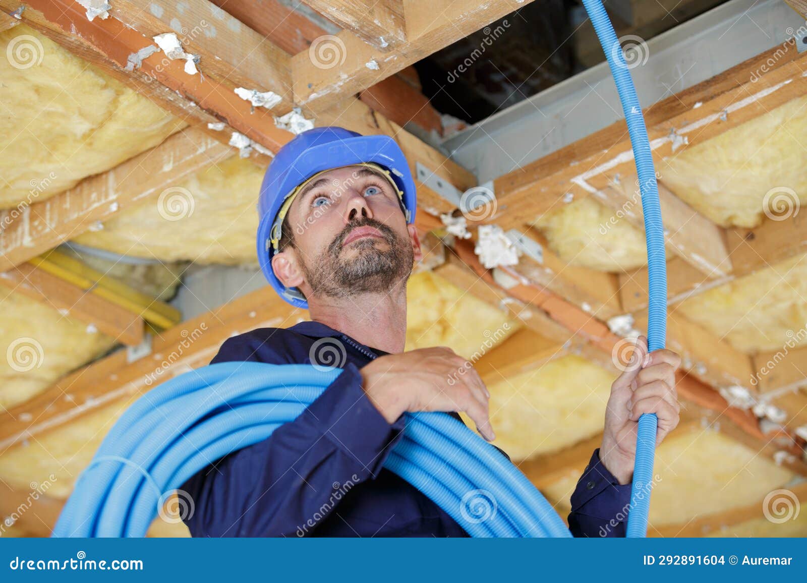 Man Working on Electrical Installation Stock Photo - Image of bricolage ...