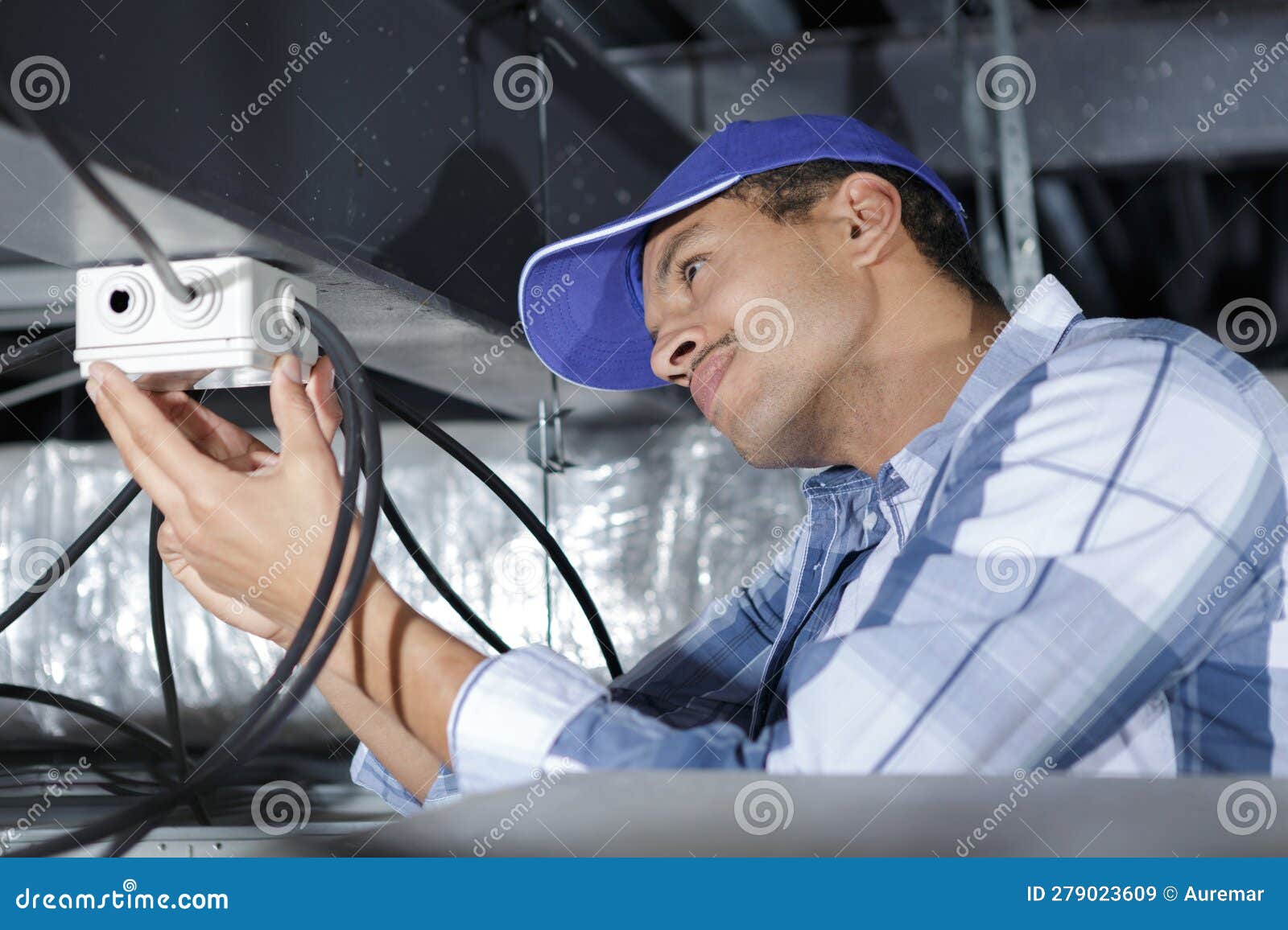 Man Working on Electrical Installation Stock Image - Image of learn ...