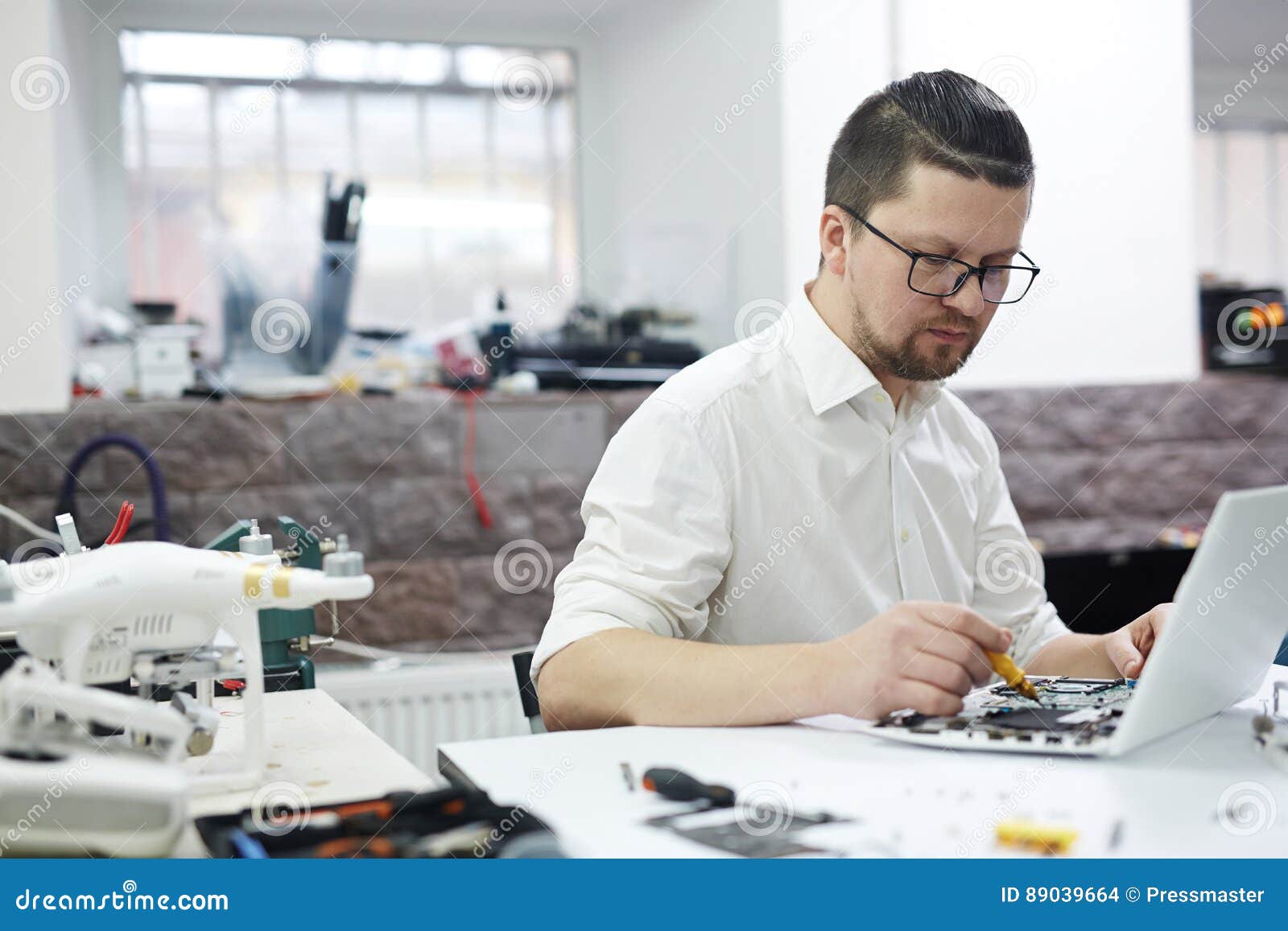 Man Working with Electronics Stock Photo - Image of hardware, build ...