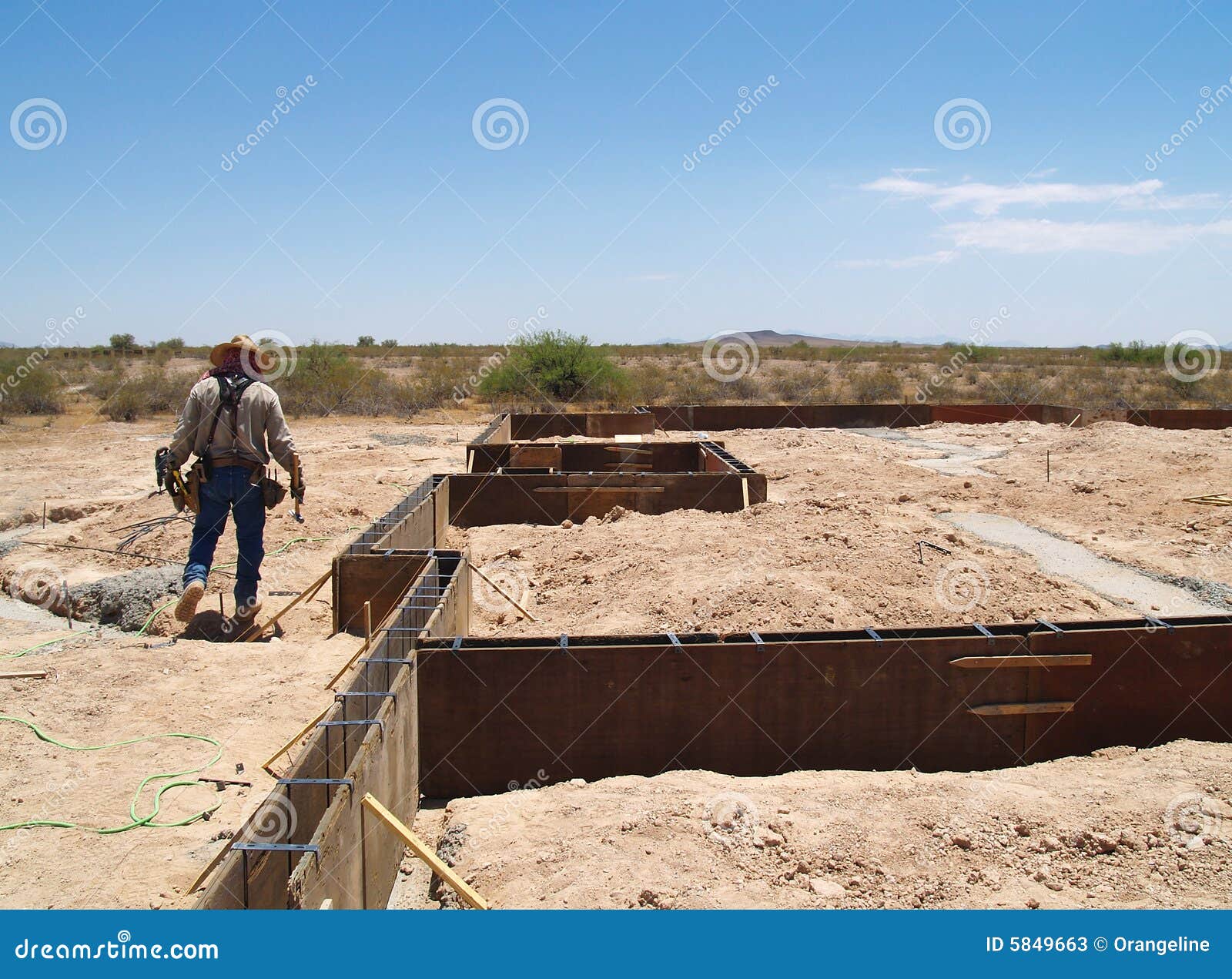 Man Working on Excavation Site - Horizontal Stock Image - Image of ...