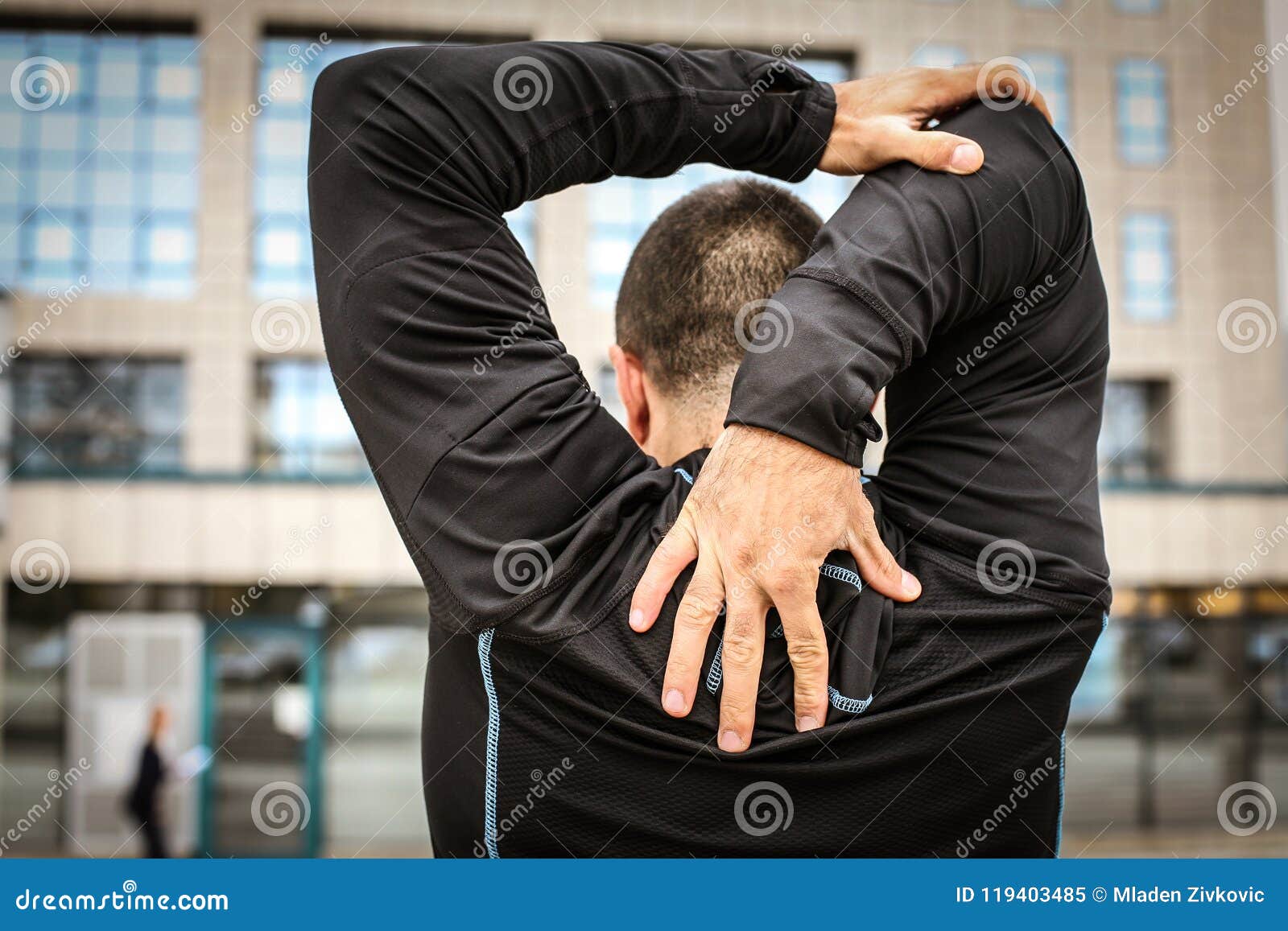 Man Working Exercise. from Back. Stock Image - Image of flexibility ...