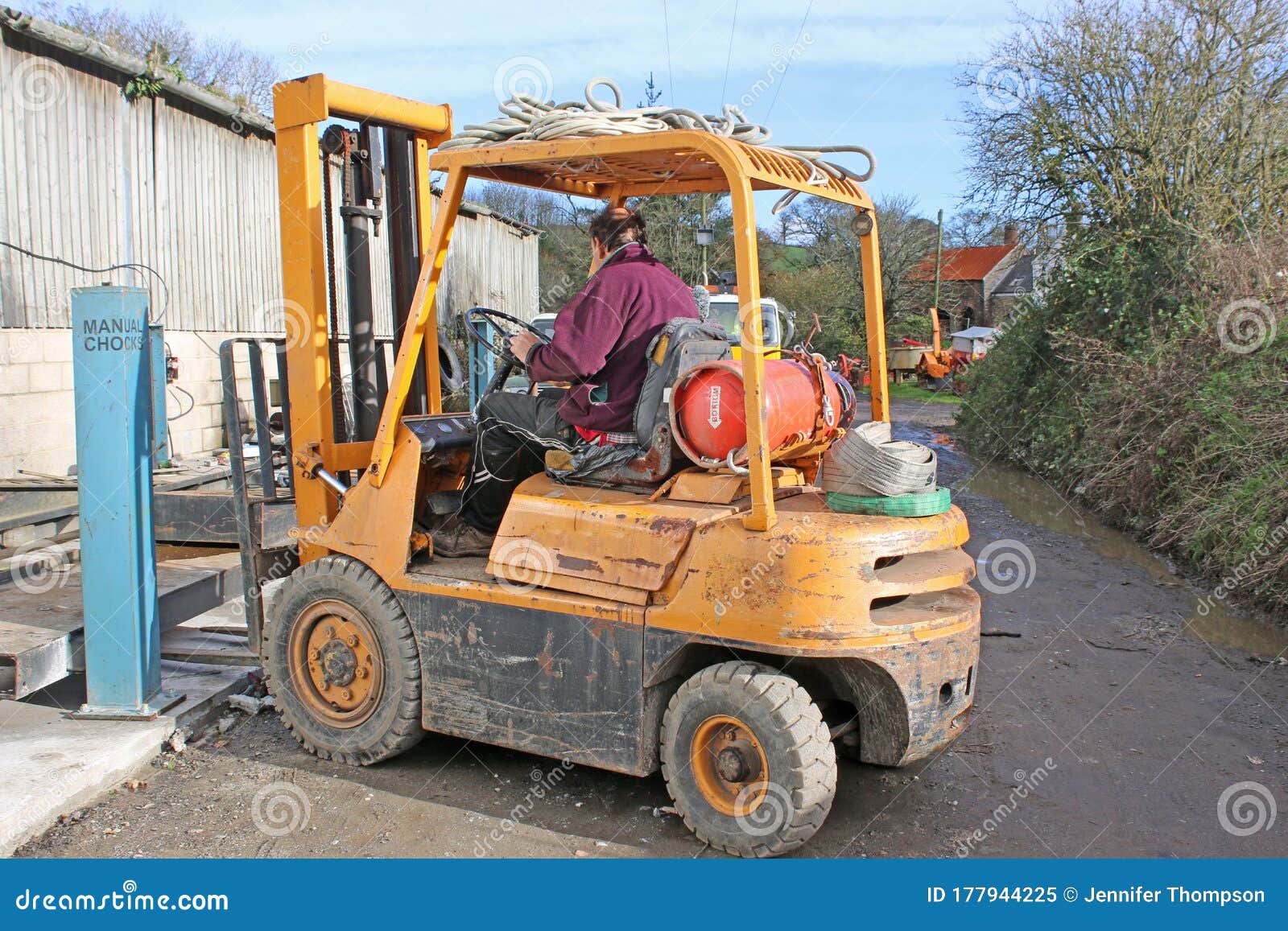 Man Working in a Forklift Truck Stock Image - Image of lift, operator ...