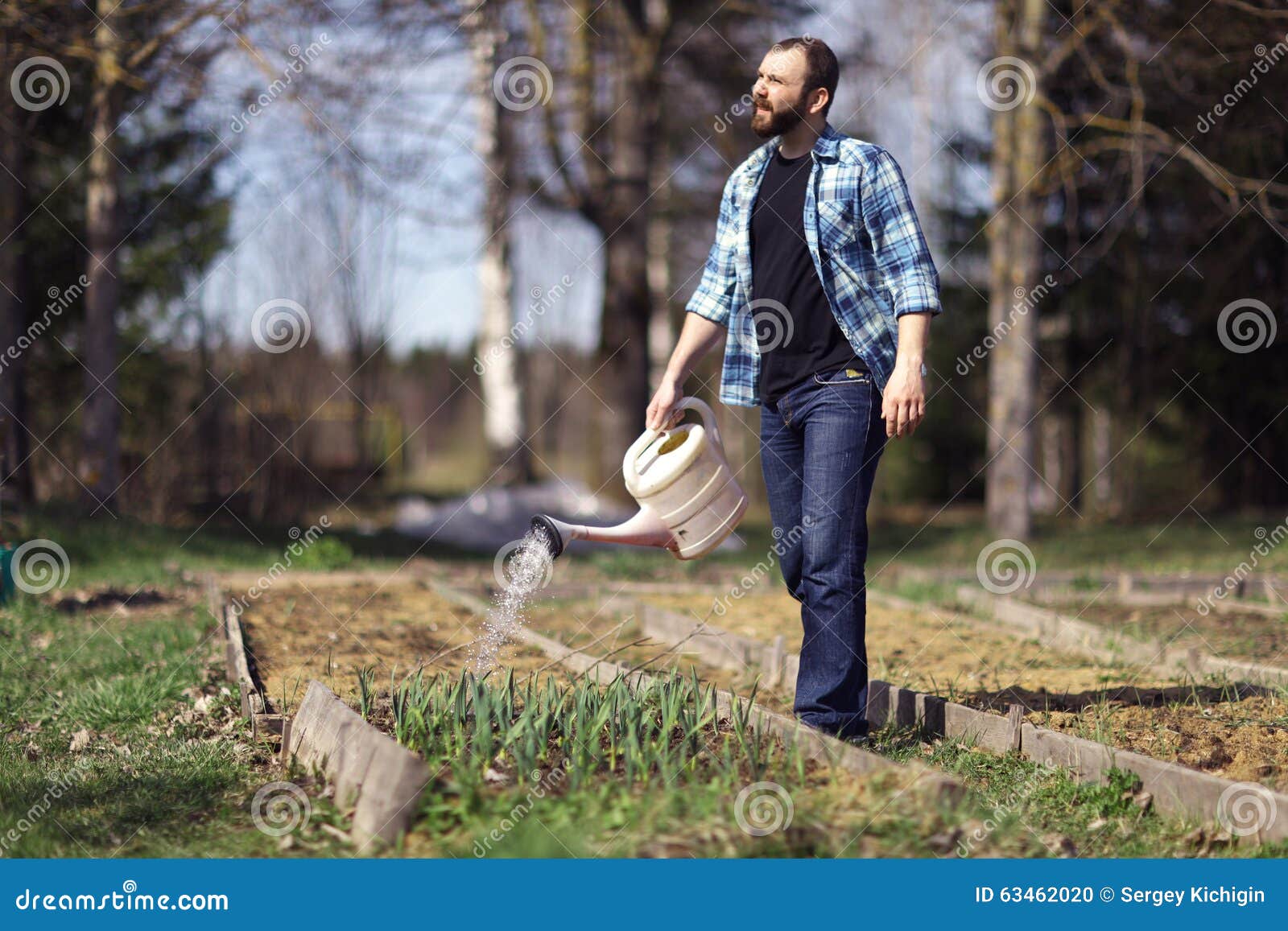 Man working in garden stock photo. Image of grow, horticulture - 63462020