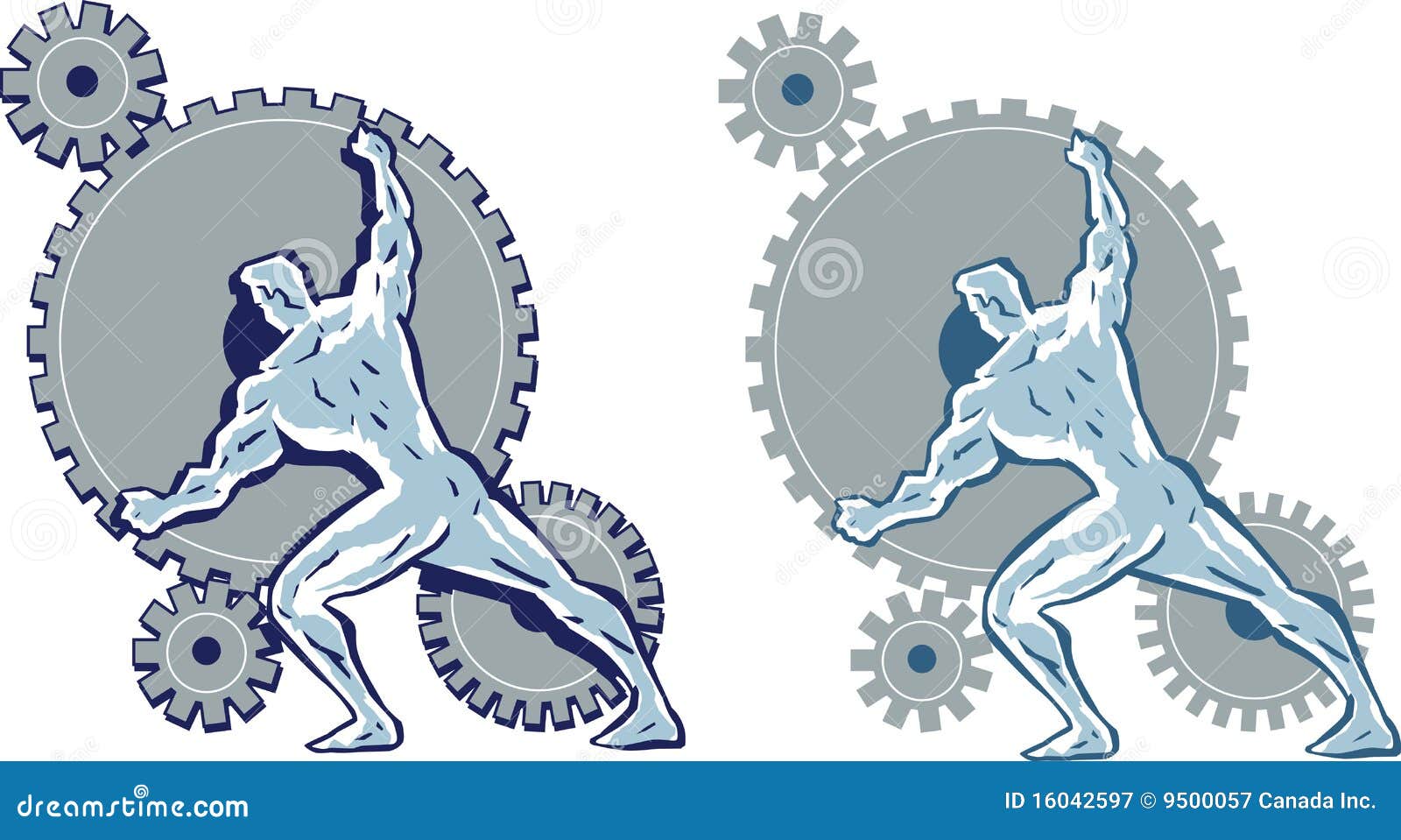 Man working gears. stock vector. Illustration of power - 16042597