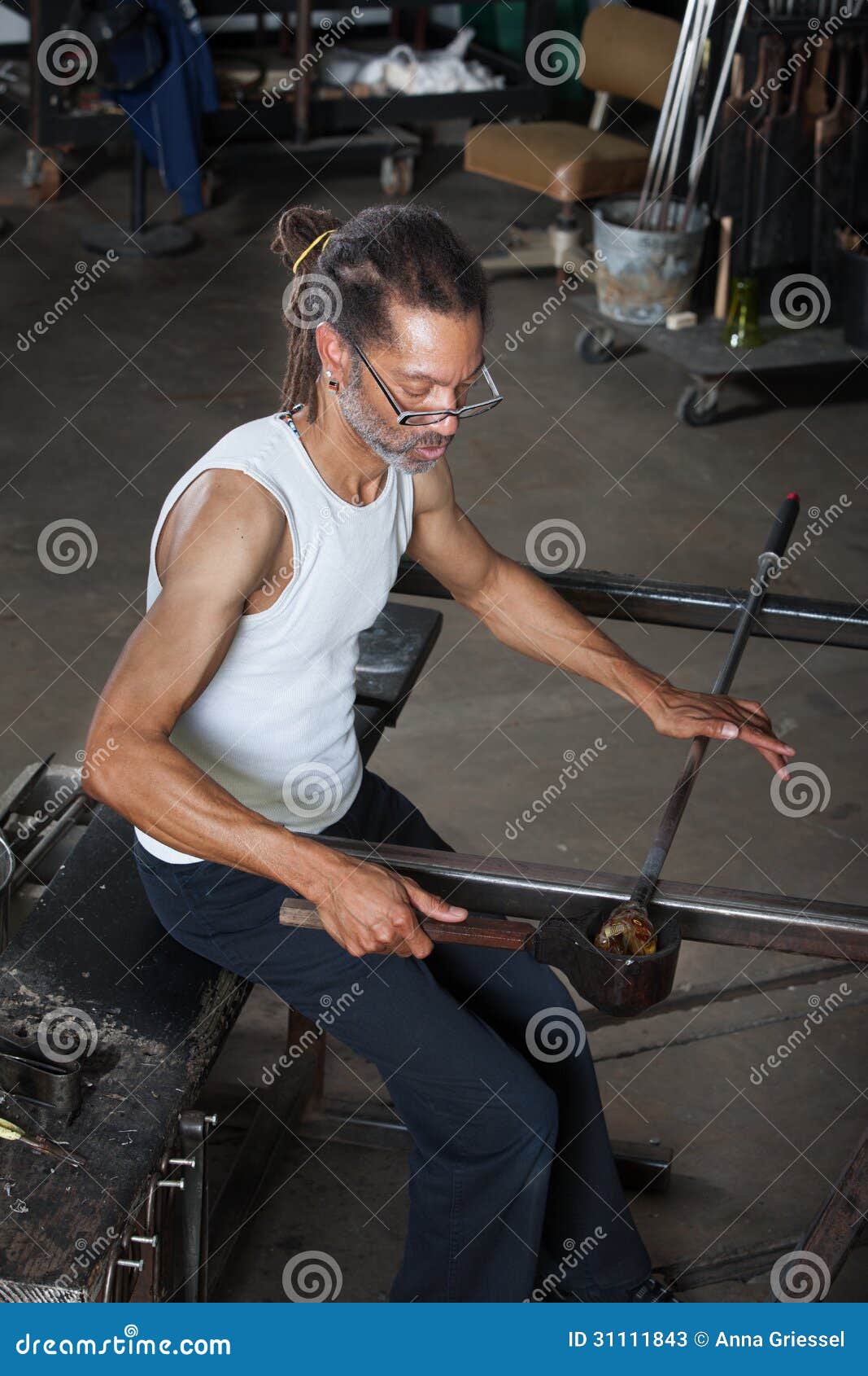 Man Working on Glass Art stock image. Image of business - 31111843
