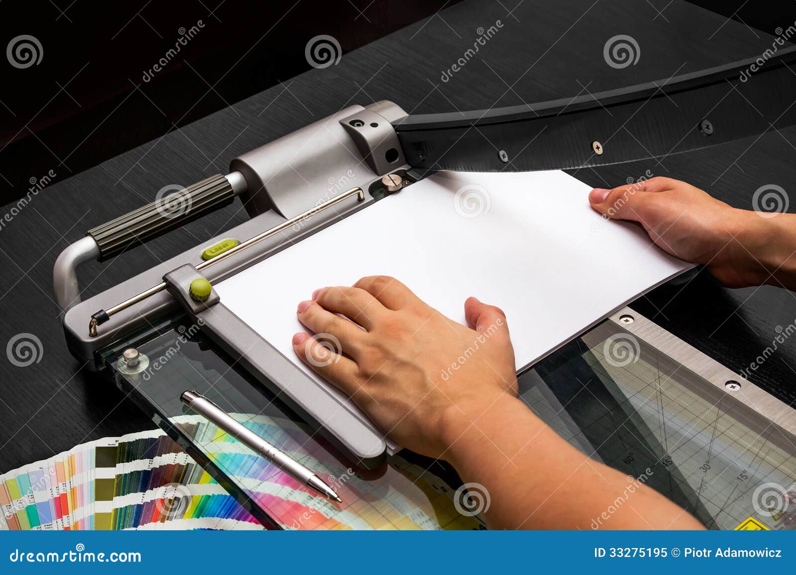 Man Working on the Guillotine Stock Image - Image of mechanical, cutter ...