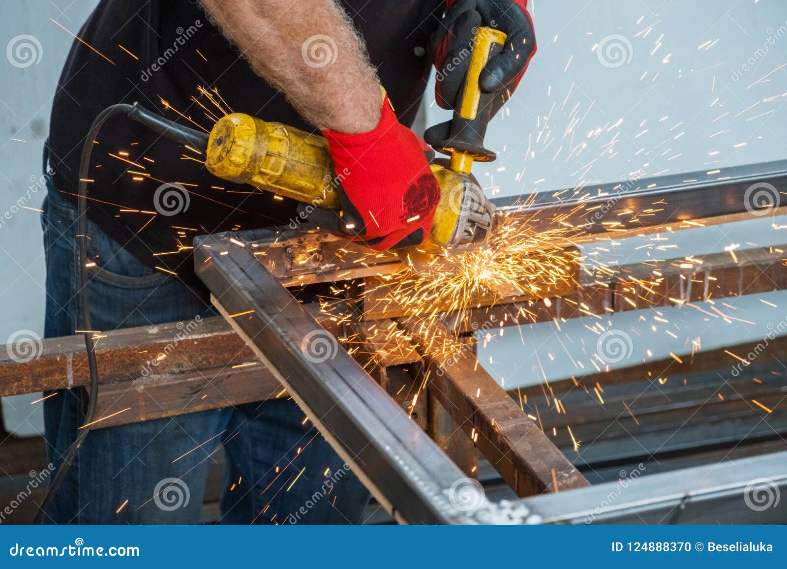 Metal sawing stock photo. Image of hand, manufacture - 124888370