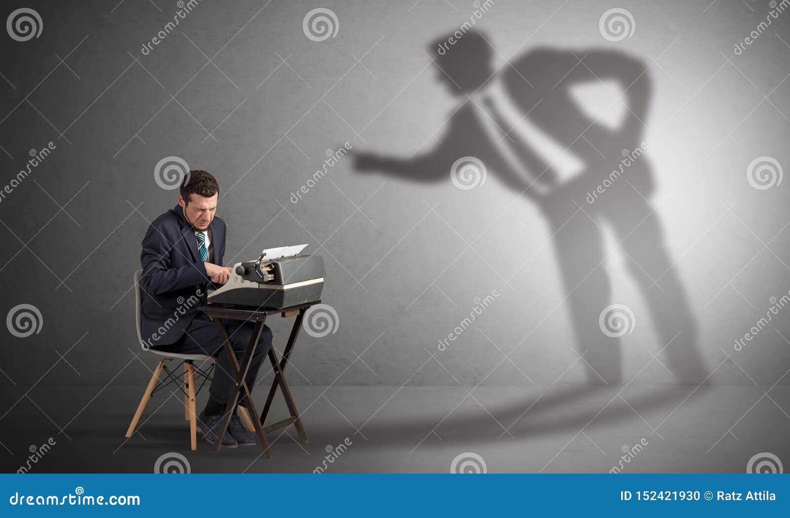 Man Working Hard and Shadow Arguing with Him Stock Photo - Image of ...