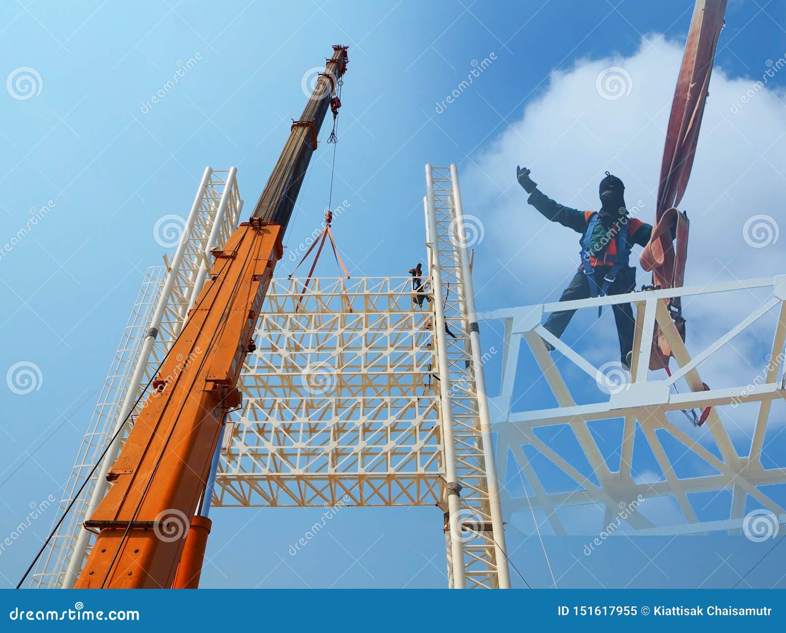 Man Working on the Working at Height Stock Image - Image of scaffolding ...