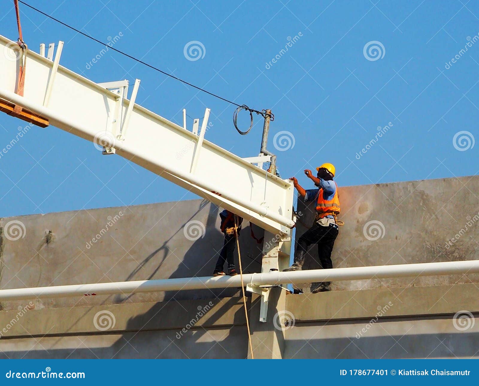 Man Working on the Working at Height on Construction Stock Image ...