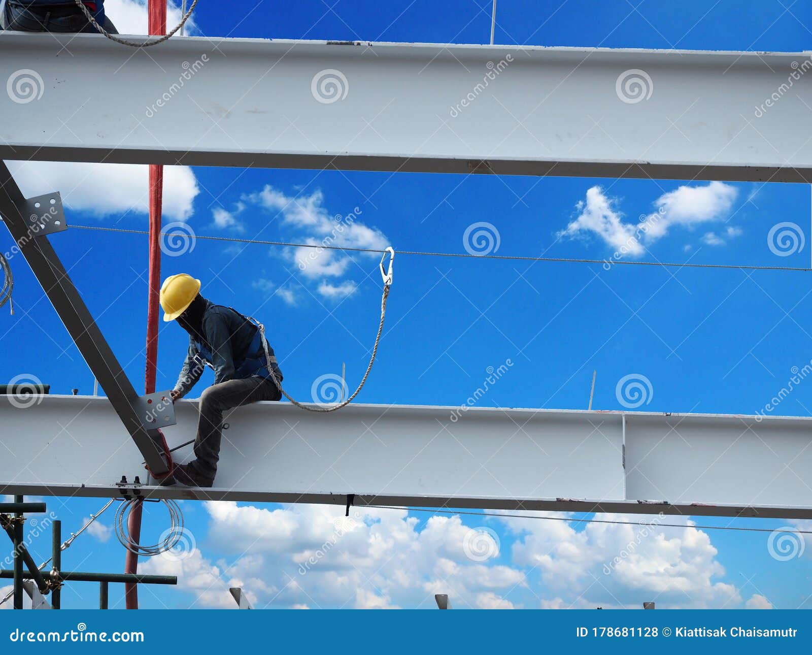 Man Working on the Working at Height on Construction Stock Photo ...