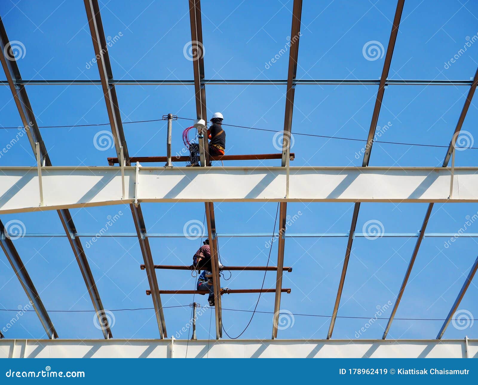 Man Working on the Working at Height on Construction Stock Image ...