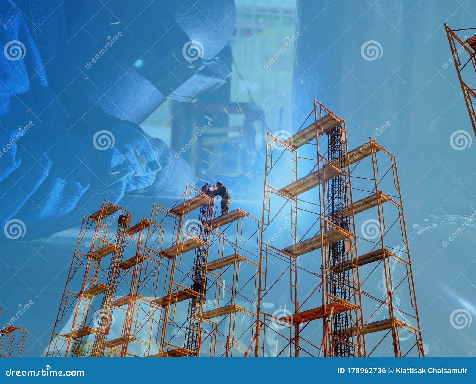 Man Working on the Working at Height on Construction Stock Photo ...