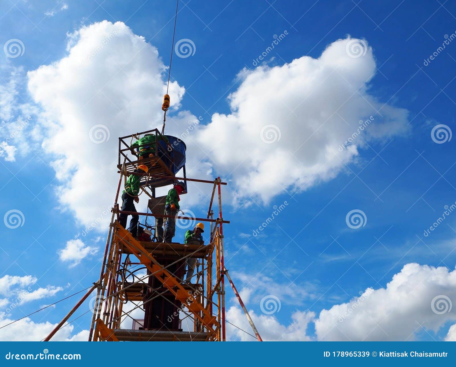 Man Working on the Working at Height Stock Image - Image of helmet ...