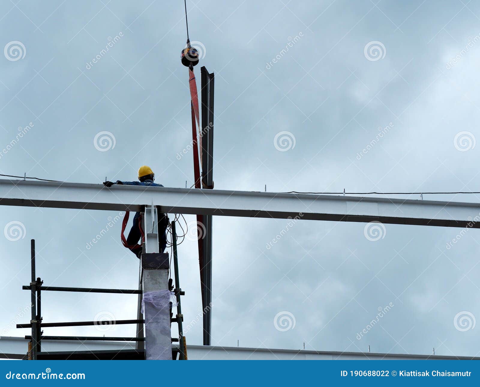 Man Working on the Working at Height on Construction Stock Photo ...