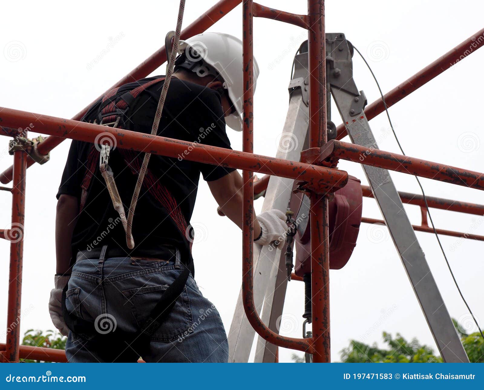 Man Working on the Working at Height on Construction Editorial Stock ...