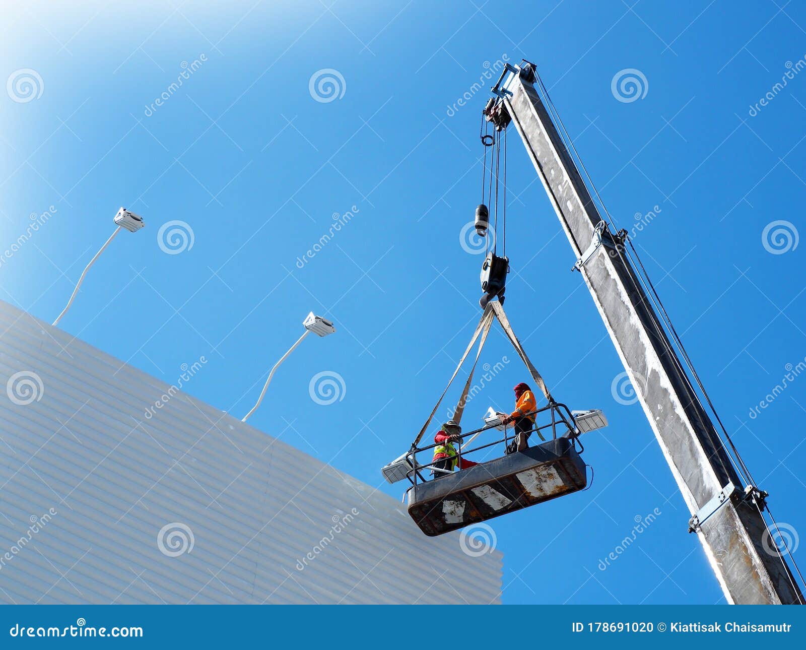 Man Working on the Working at Height on Construction Stock Photo ...
