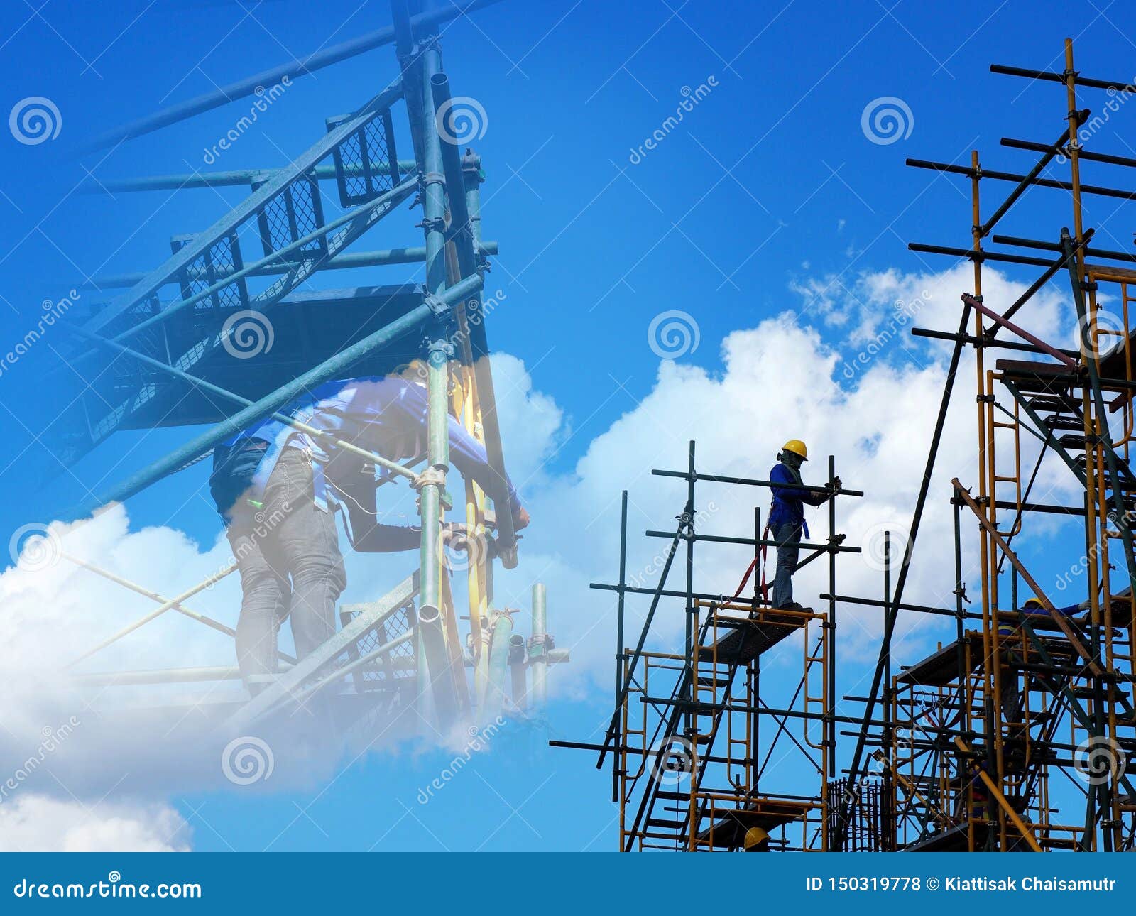 Man Working on the Working at Height Stock Photo - Image of light ...