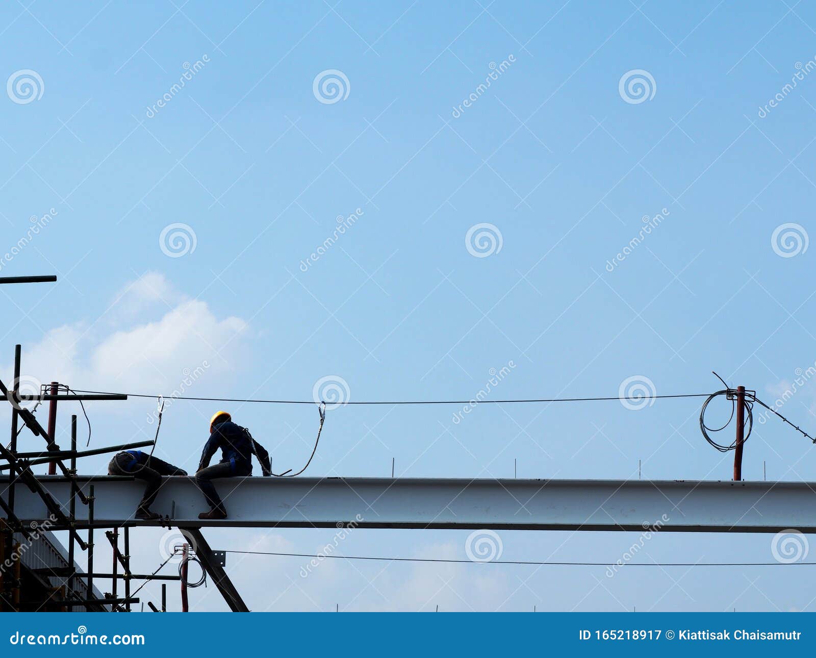 Man Working on the Working at Height Stock Image - Image of light ...
