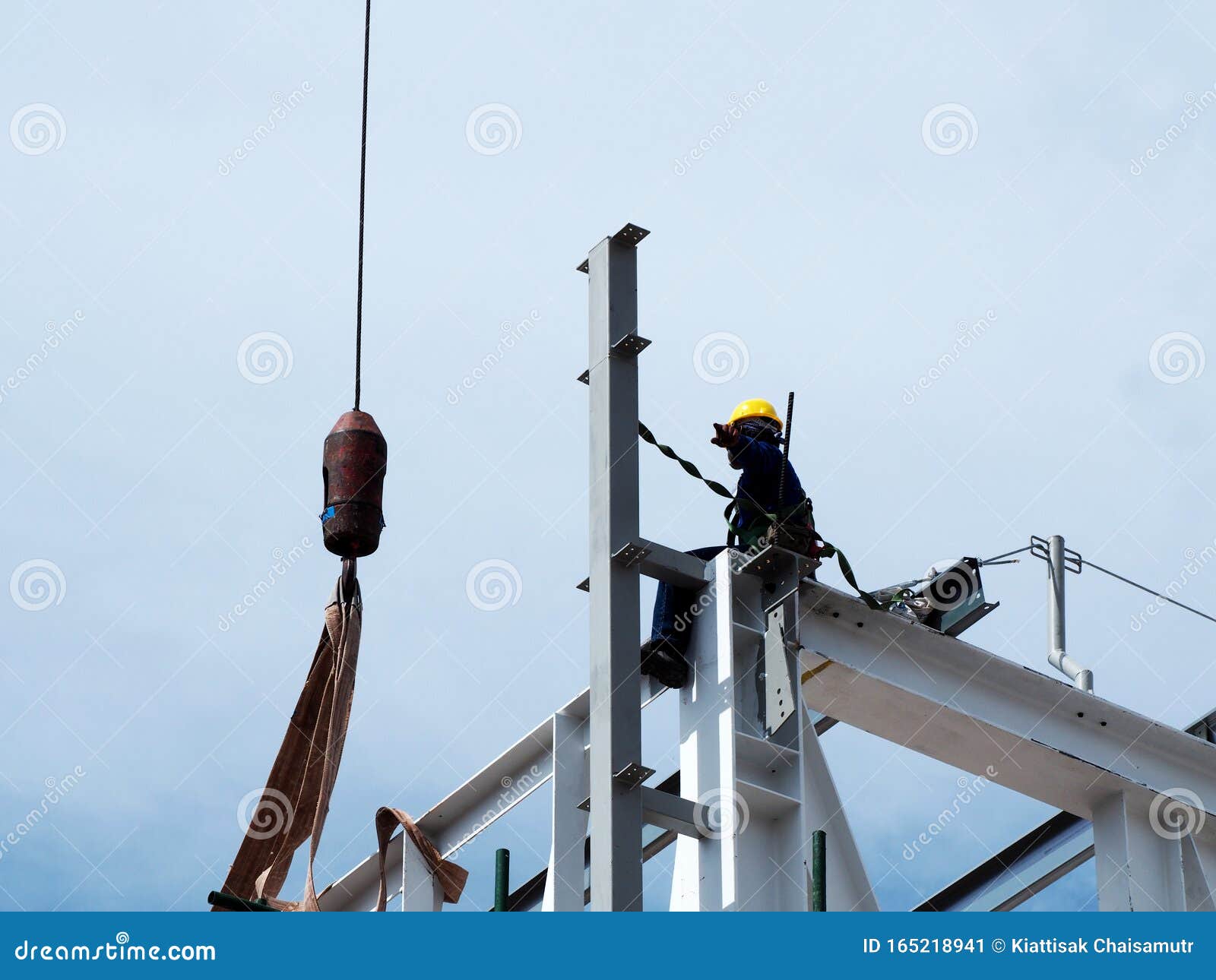 Man Working on the Working at Height Stock Image - Image of deadline ...