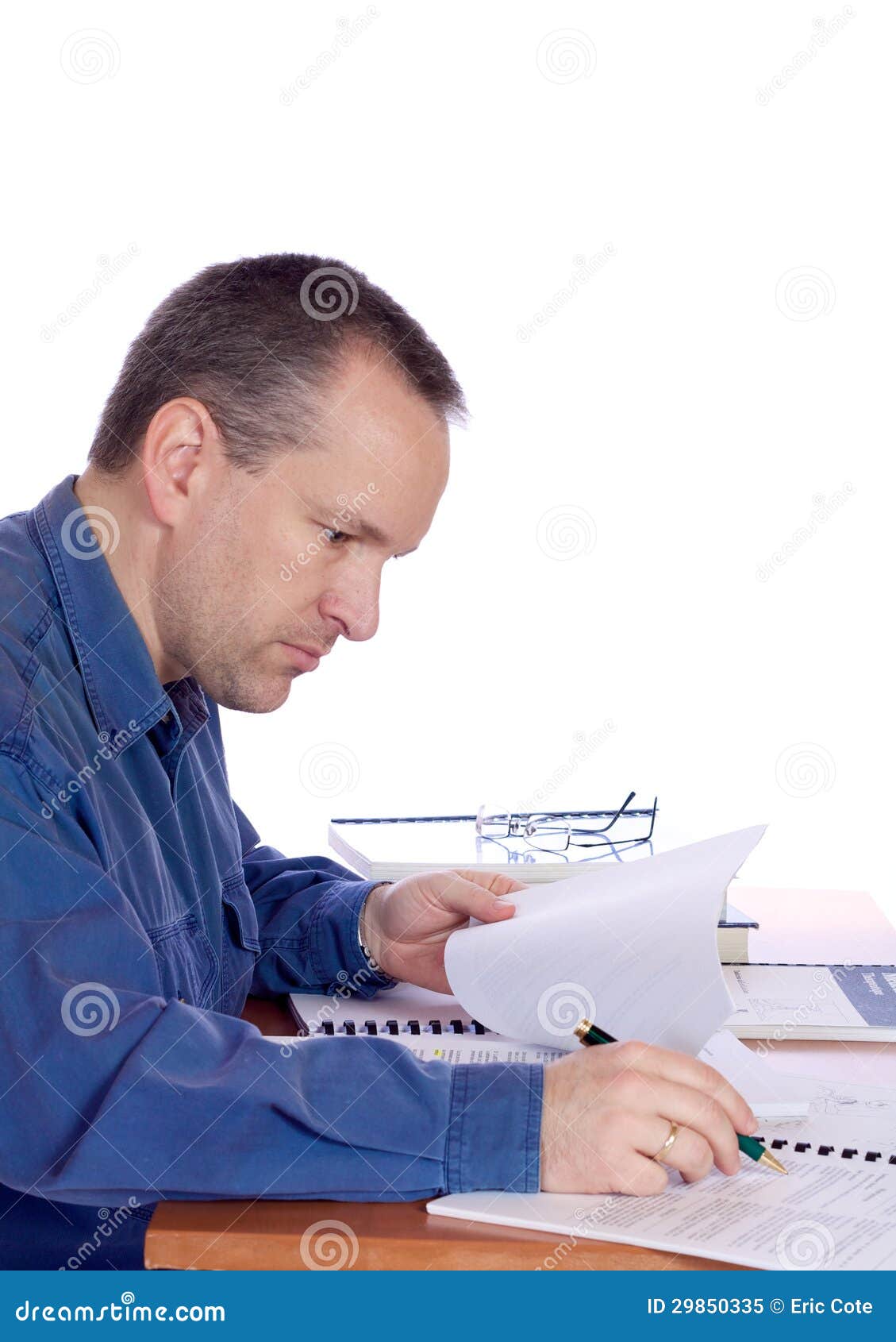 Man at his desk stock image. Image of concentrated, white - 29850335