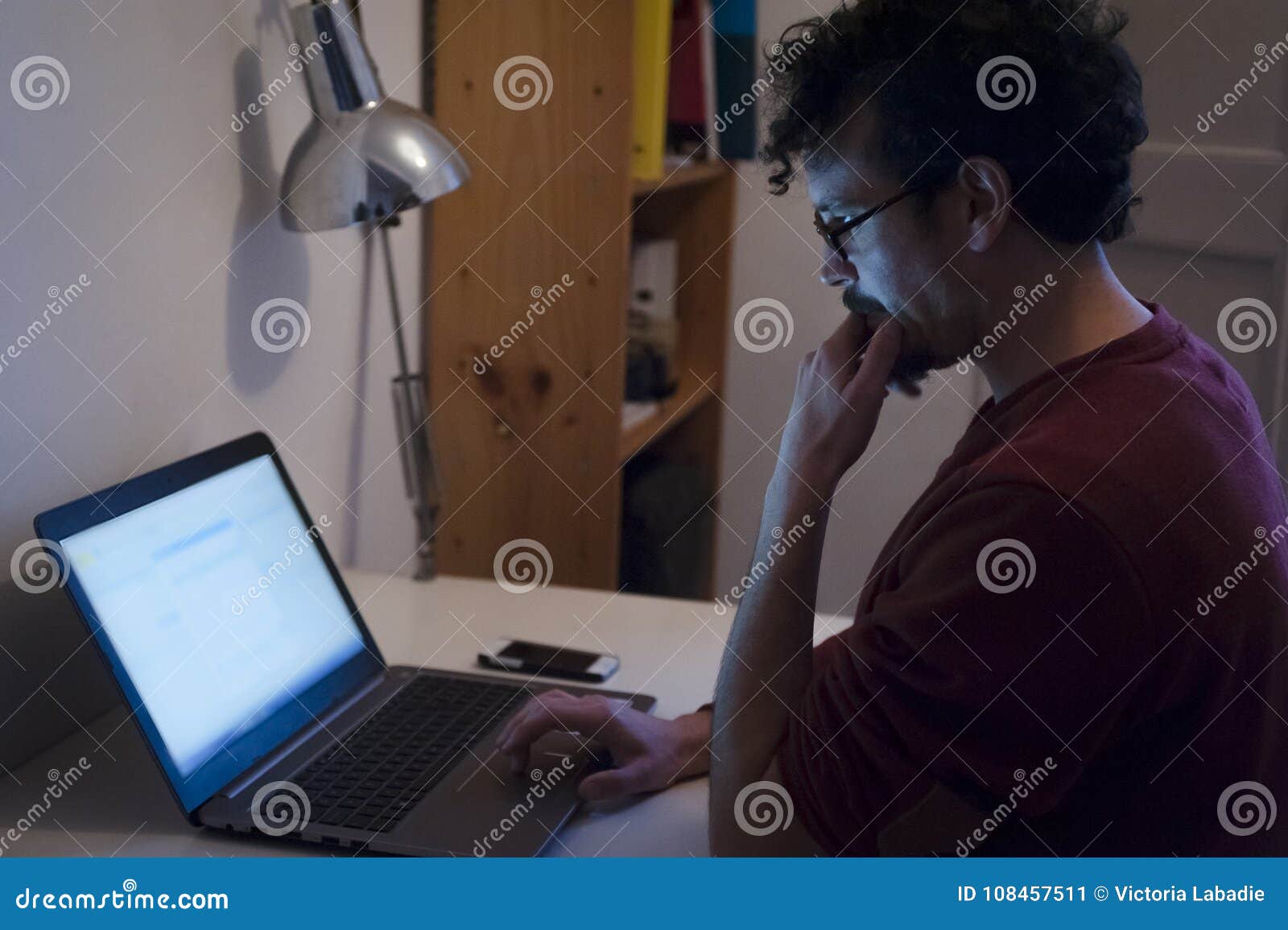 Man Working on His Home Studio Stock Image - Image of freelance ...
