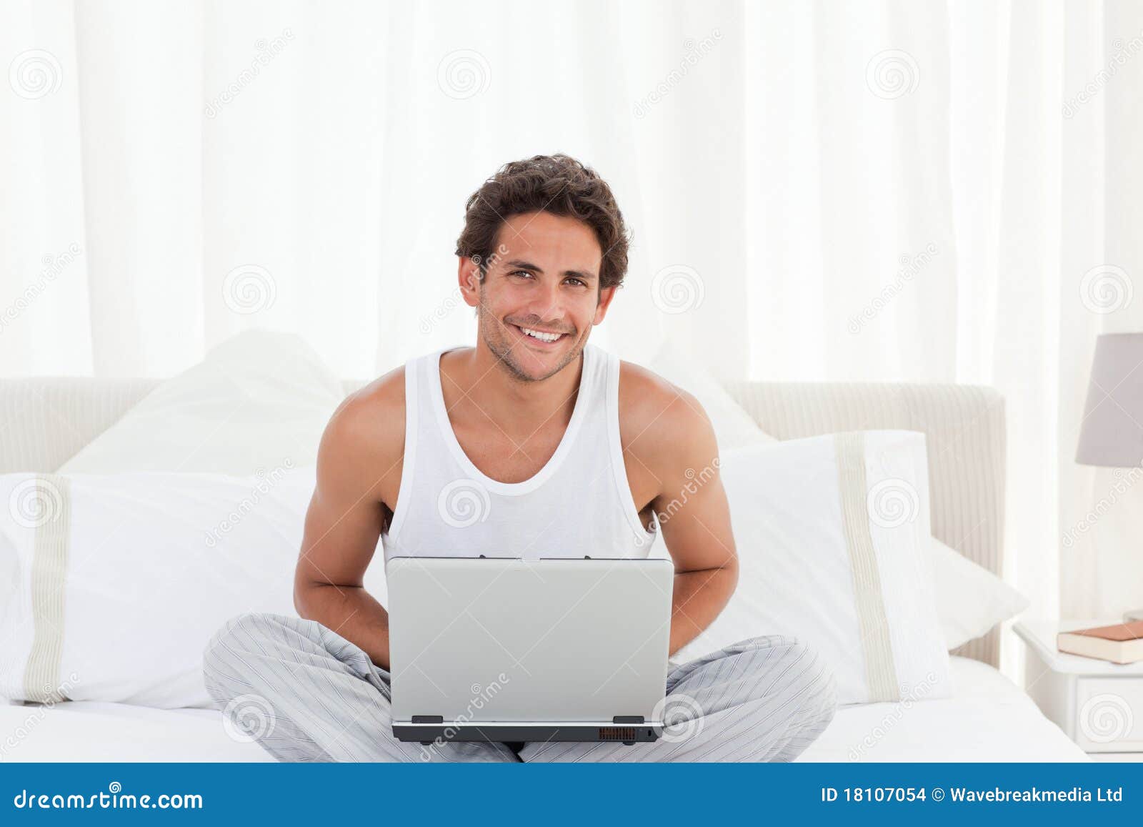 Man Working on His Laptop at Home Stock Photo - Image of globalization ...